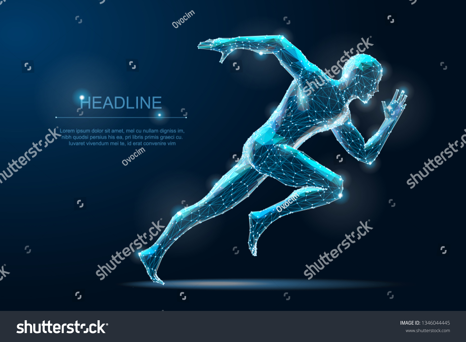 Running Man Geometry Sprinter Polygonal Wireframe Stock Vector (Royalty ...