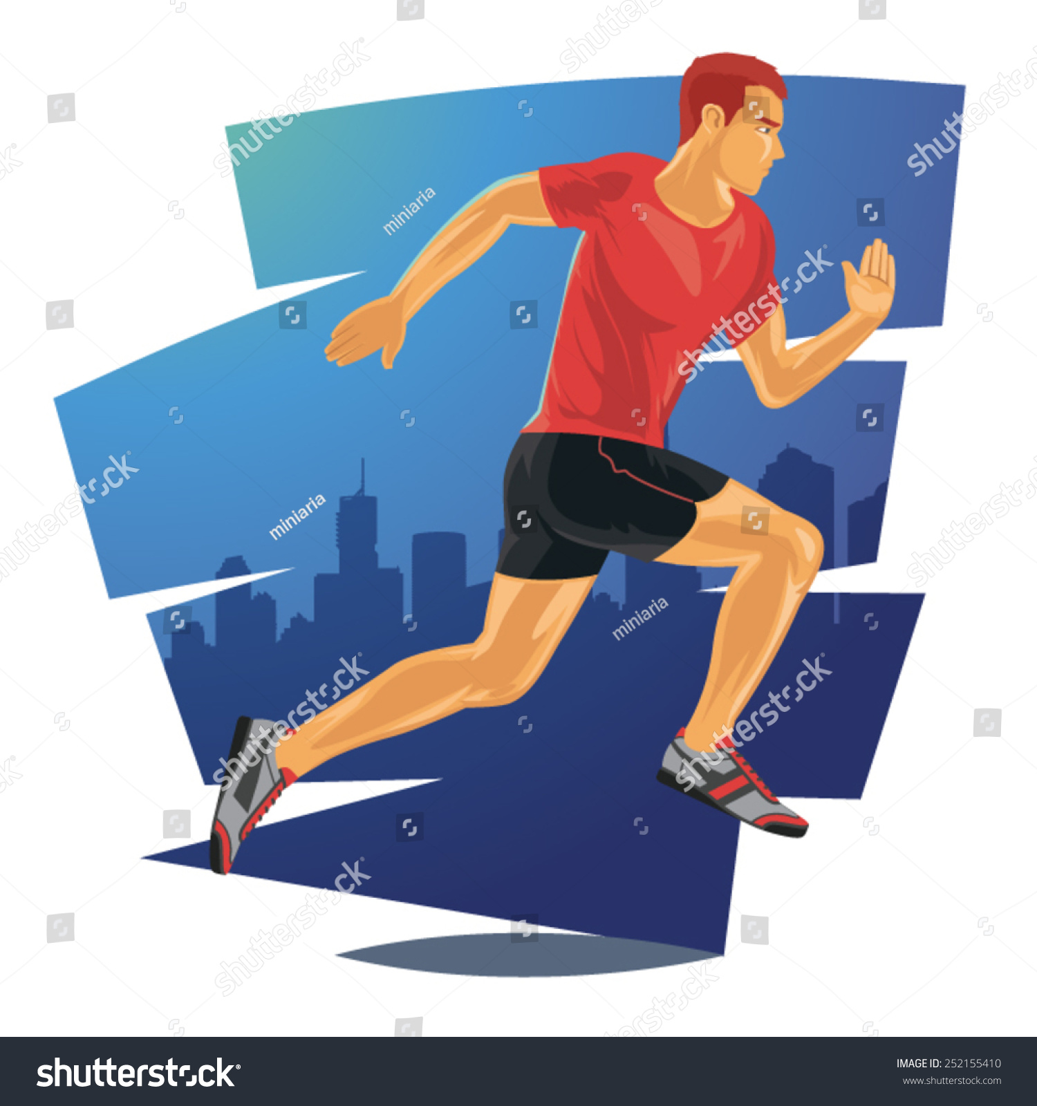 Running Man In Detailed Vector Illustration - 252155410 : Shutterstock
