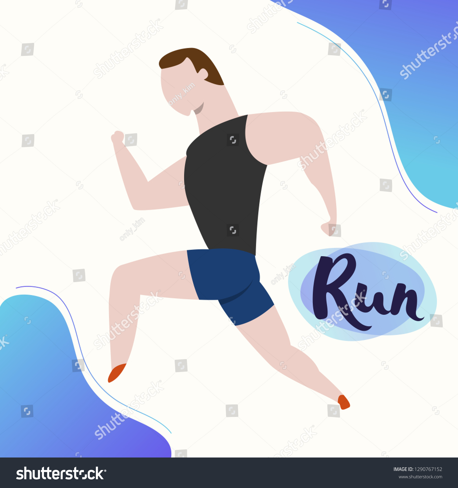 Running Man Marathon Flat Cartoonvector Illustration Stock Vector ...