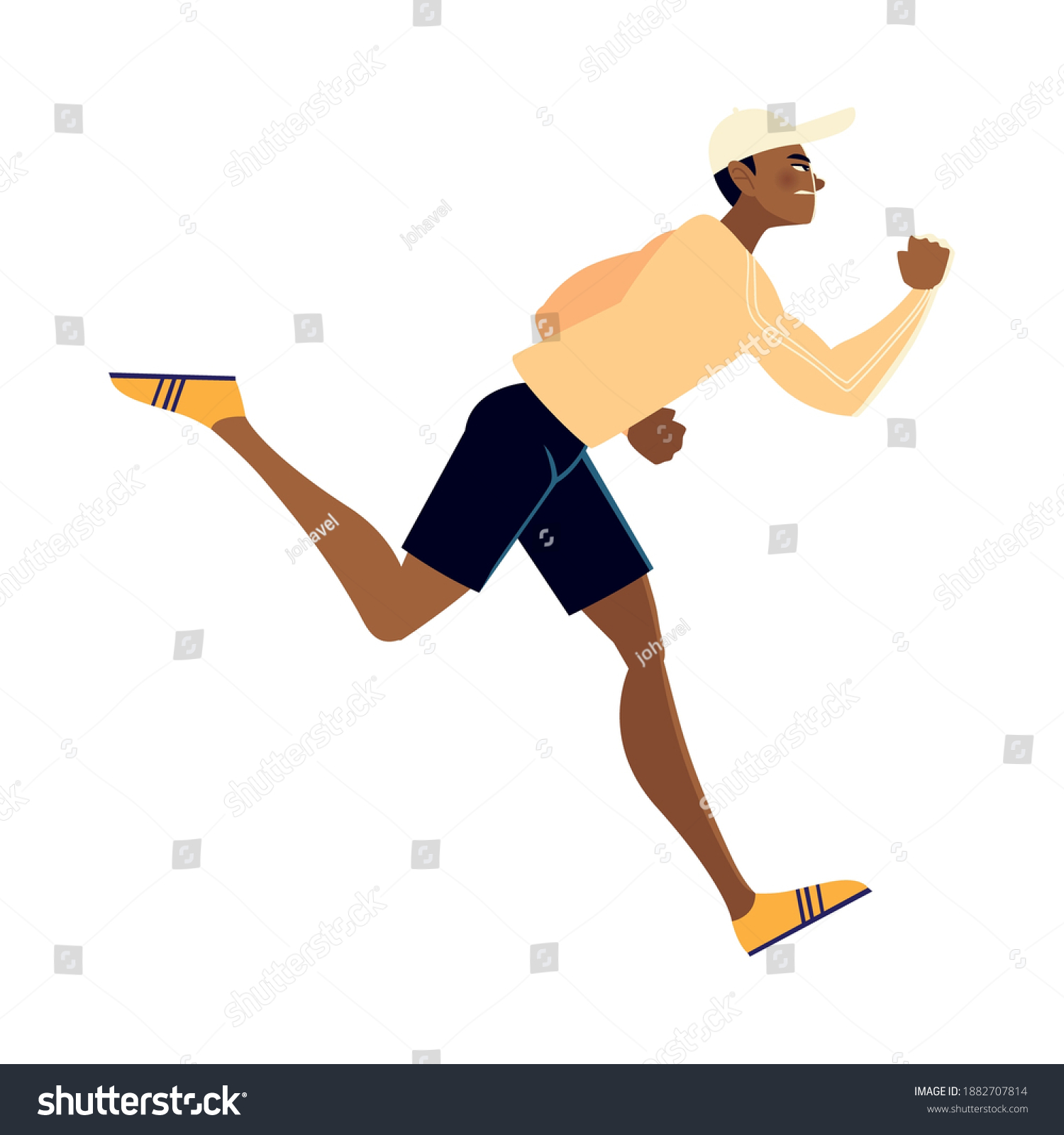Running Man Practicing Activity Side View Stock Vector (Royalty Free ...