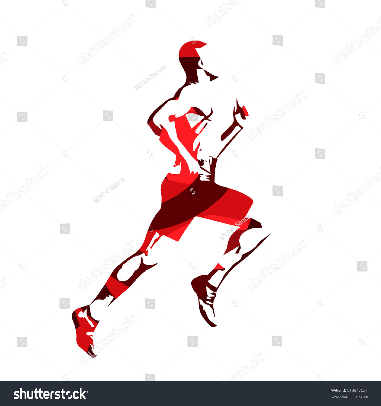 Running Man Red Abstract Vector Silhouette Stock Vector (Royalty Free ...
