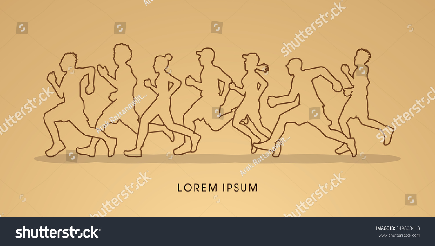 Running Marathon Designed Using Outline Stroke: เวกเตอร์สต็อก (ปลอดค่า ...