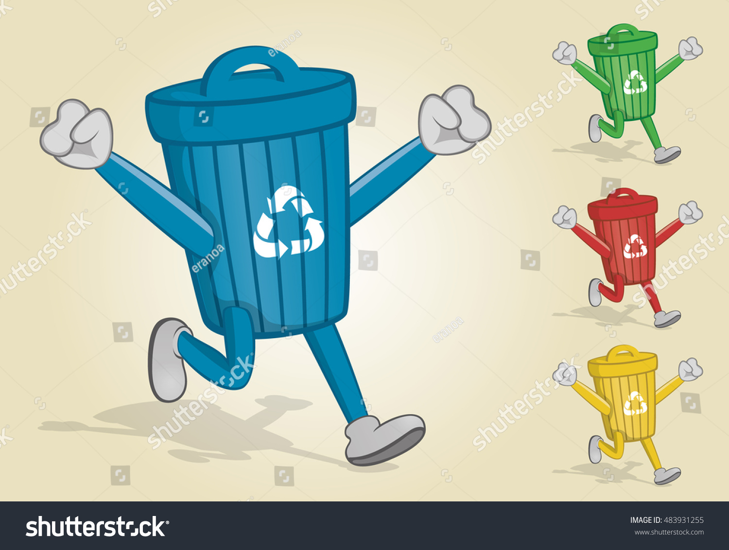 Running Recycle Bin Two Hands: vector de stock (libre de regalías ...