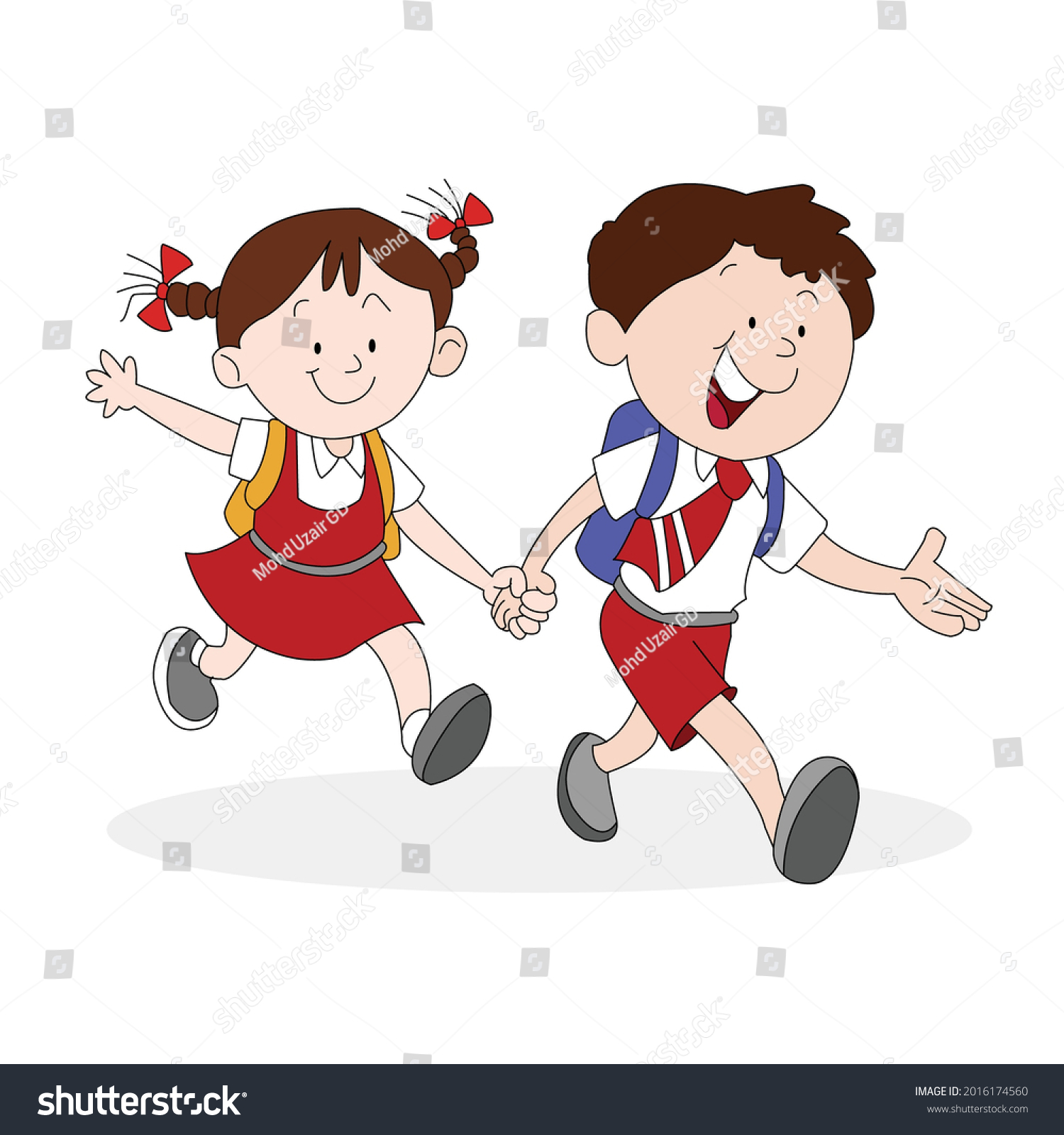 Running School Student White Background Illustration Stock Vector ...