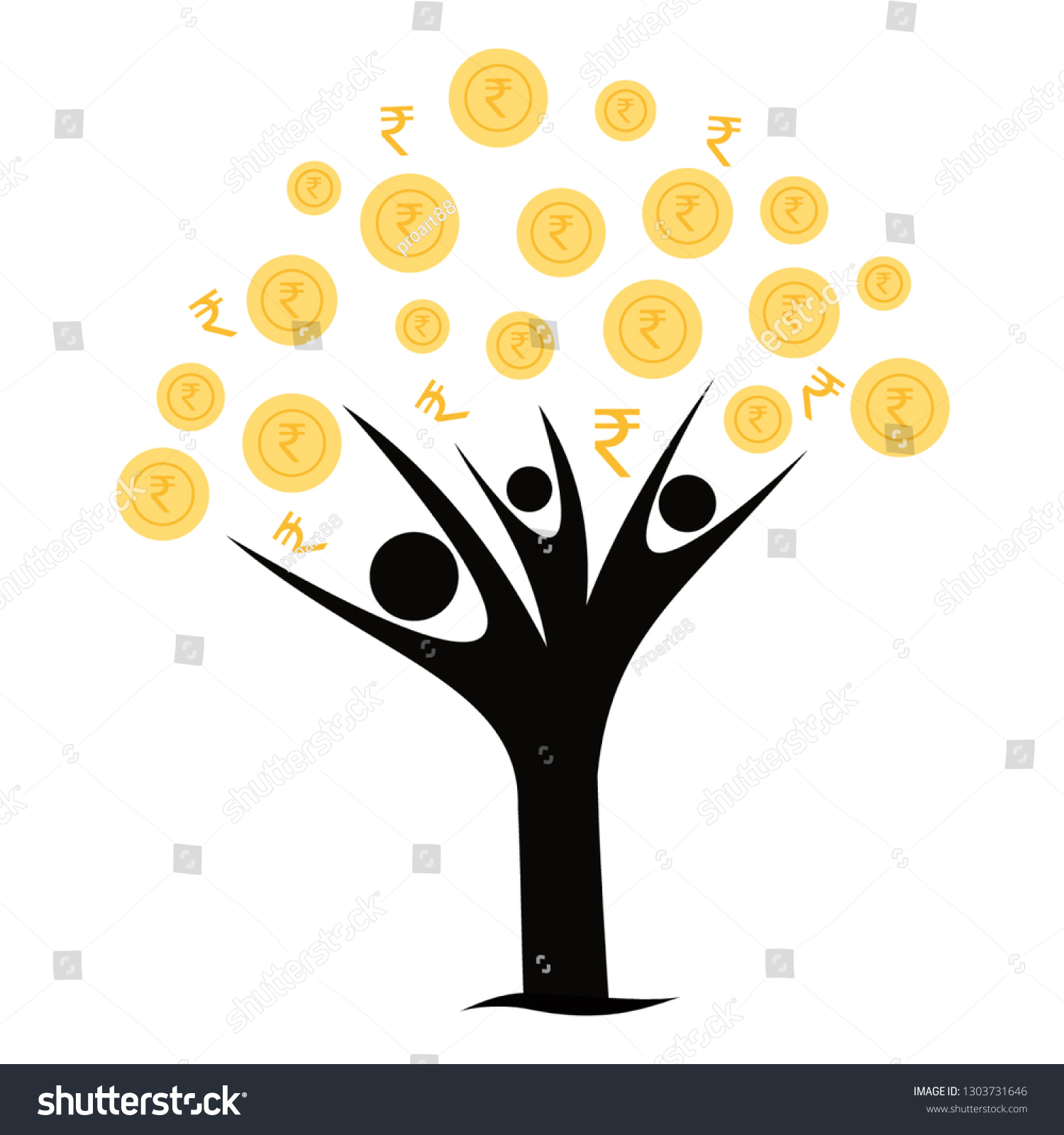Rupee Money Tree Stock Vector (Royalty Free) 1303731646 | Shutterstock