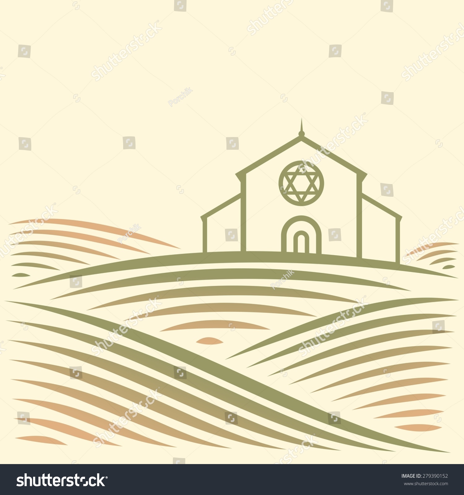 Rural Landscape Fields Synagogue Stock Vector (Royalty Free) 279390152