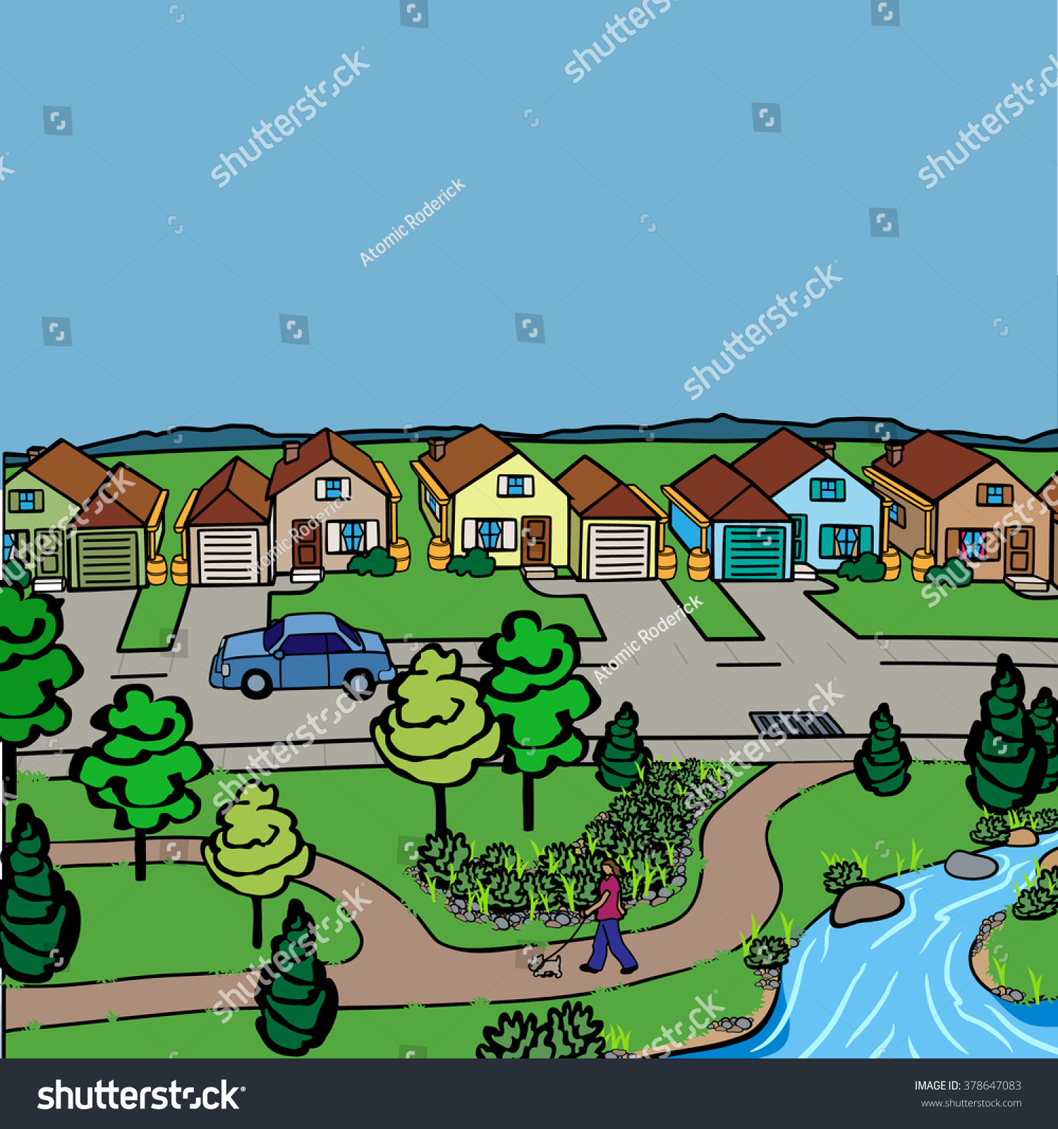 Rural Street Stock Vector 378647083 - Shutterstock