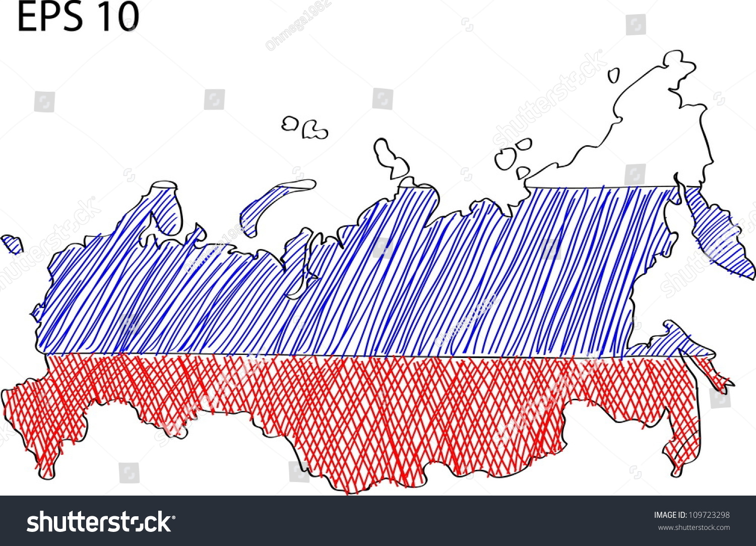 Russia Flag Map Vector Sketch Up Stock Vector (Royalty Free) 109723298 ...
