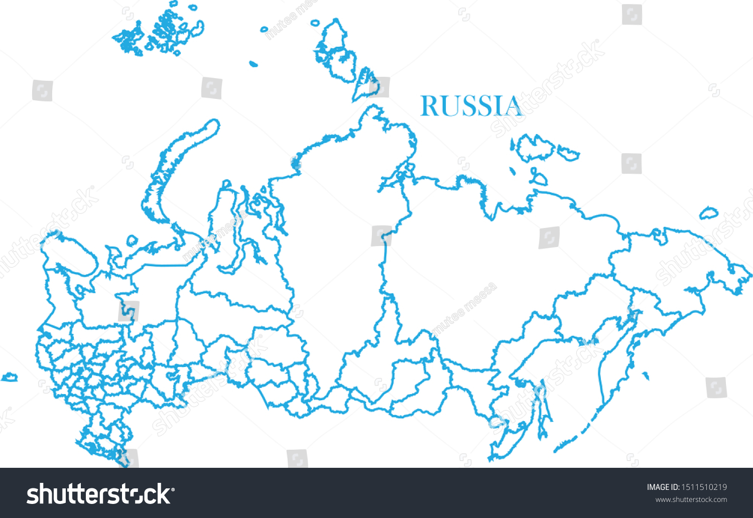 Russia Map Blue Color Vector Stock Vector (Royalty Free) 1511510219 ...