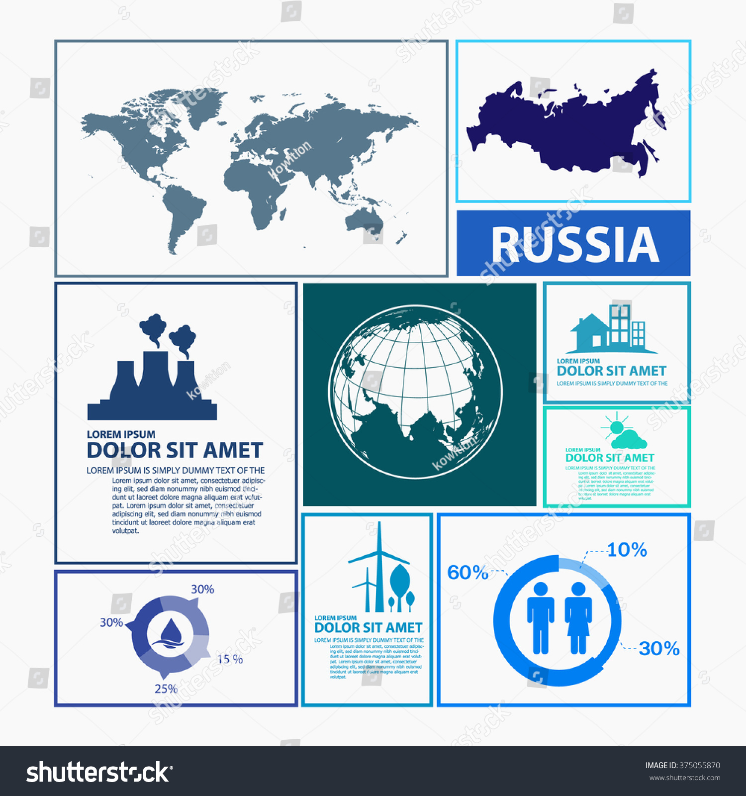 Vektor Stok Russia Map Infographic (Tanpa Royalti) 375055870 | Shutterstock