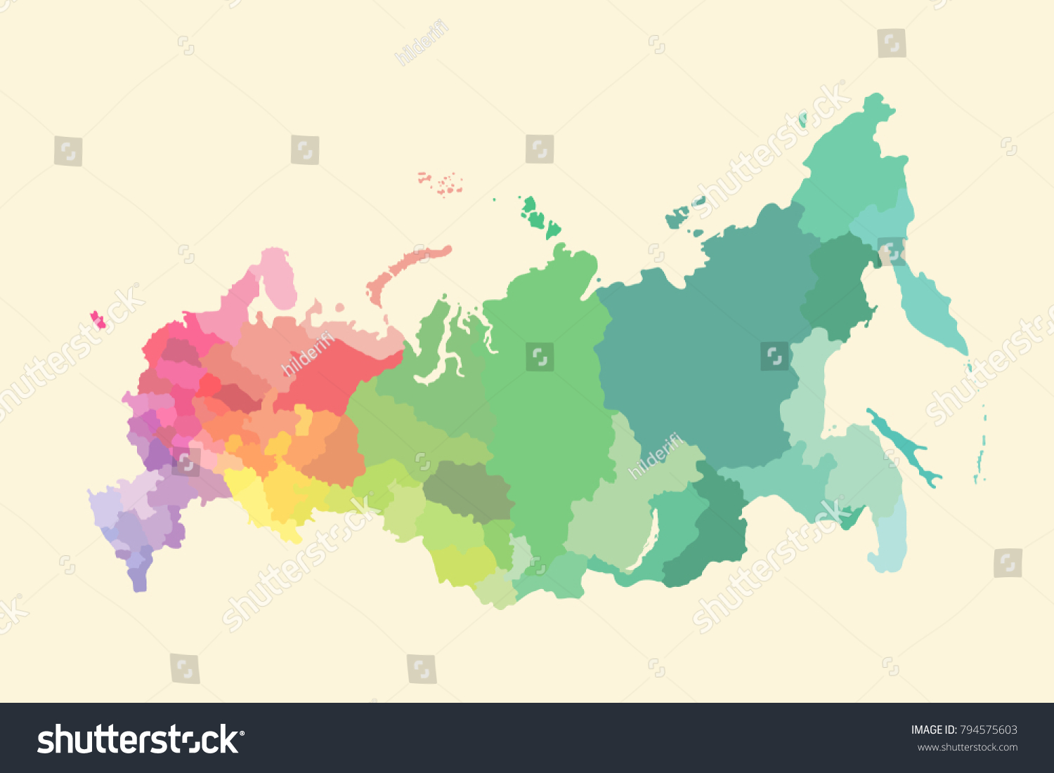Russia Map Regions Vector Flat Illustration: vector de stock (libre de ...