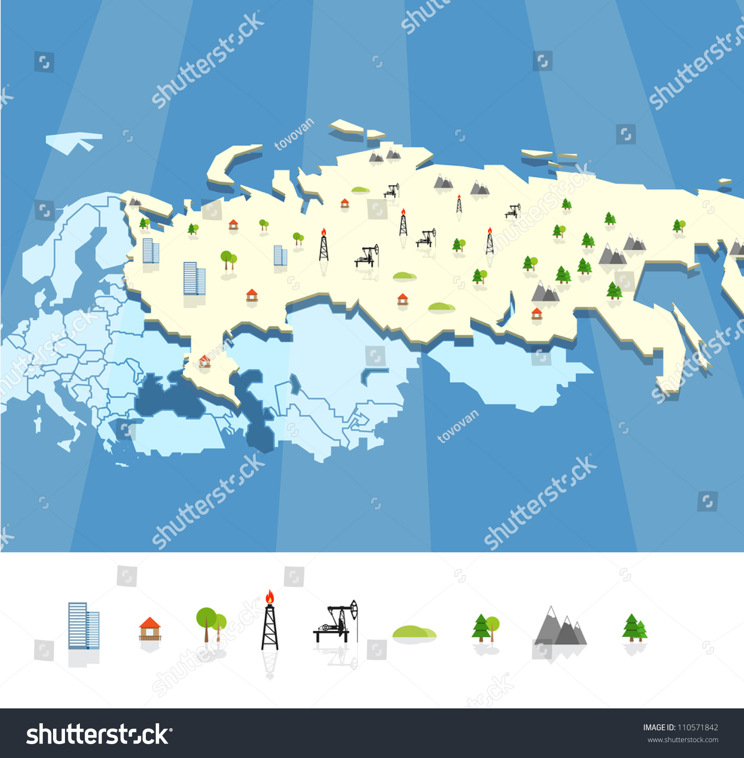 Russia Resource Map Template Stock Vector 110571842 - Shutterstock