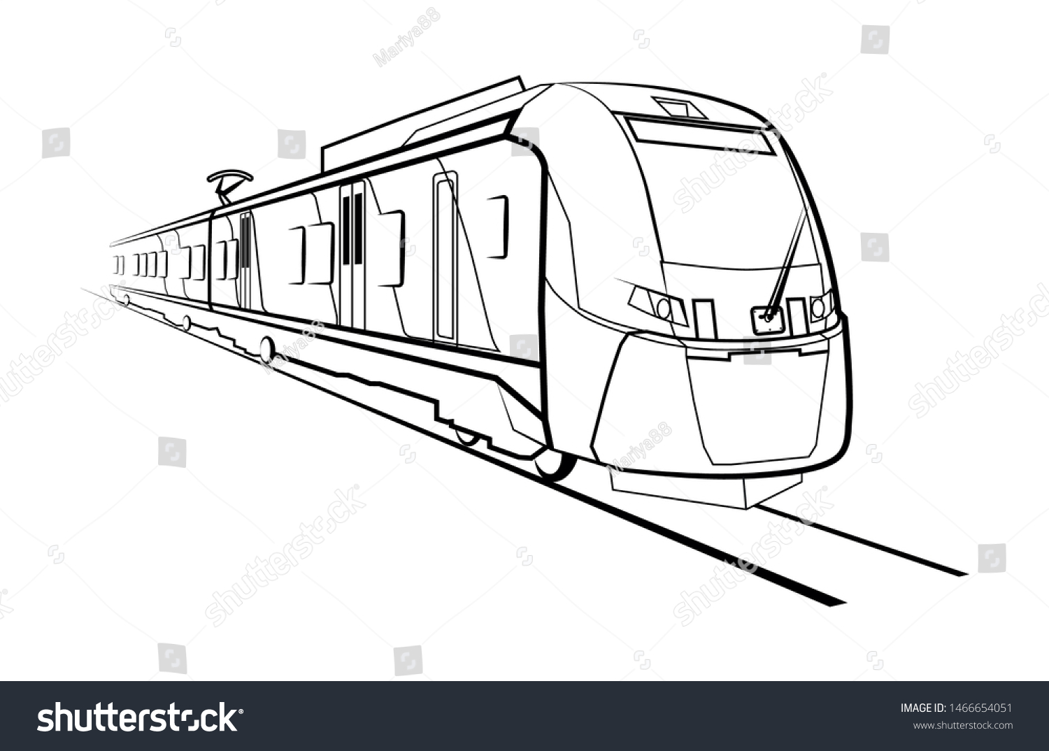 Russian Highspeed Train Linear Drawing Stock Vector (Royalty Free ...
