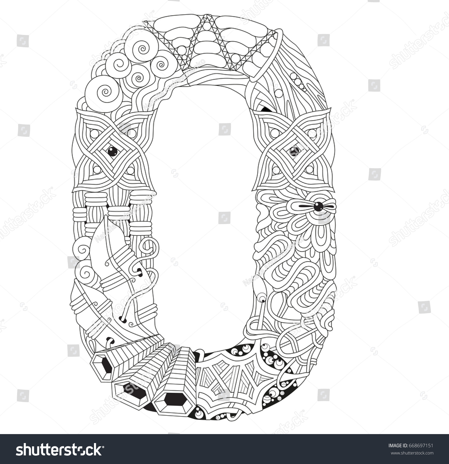 Russian Letter Coloring Vector Decorative Zentangle: vector de stock ...