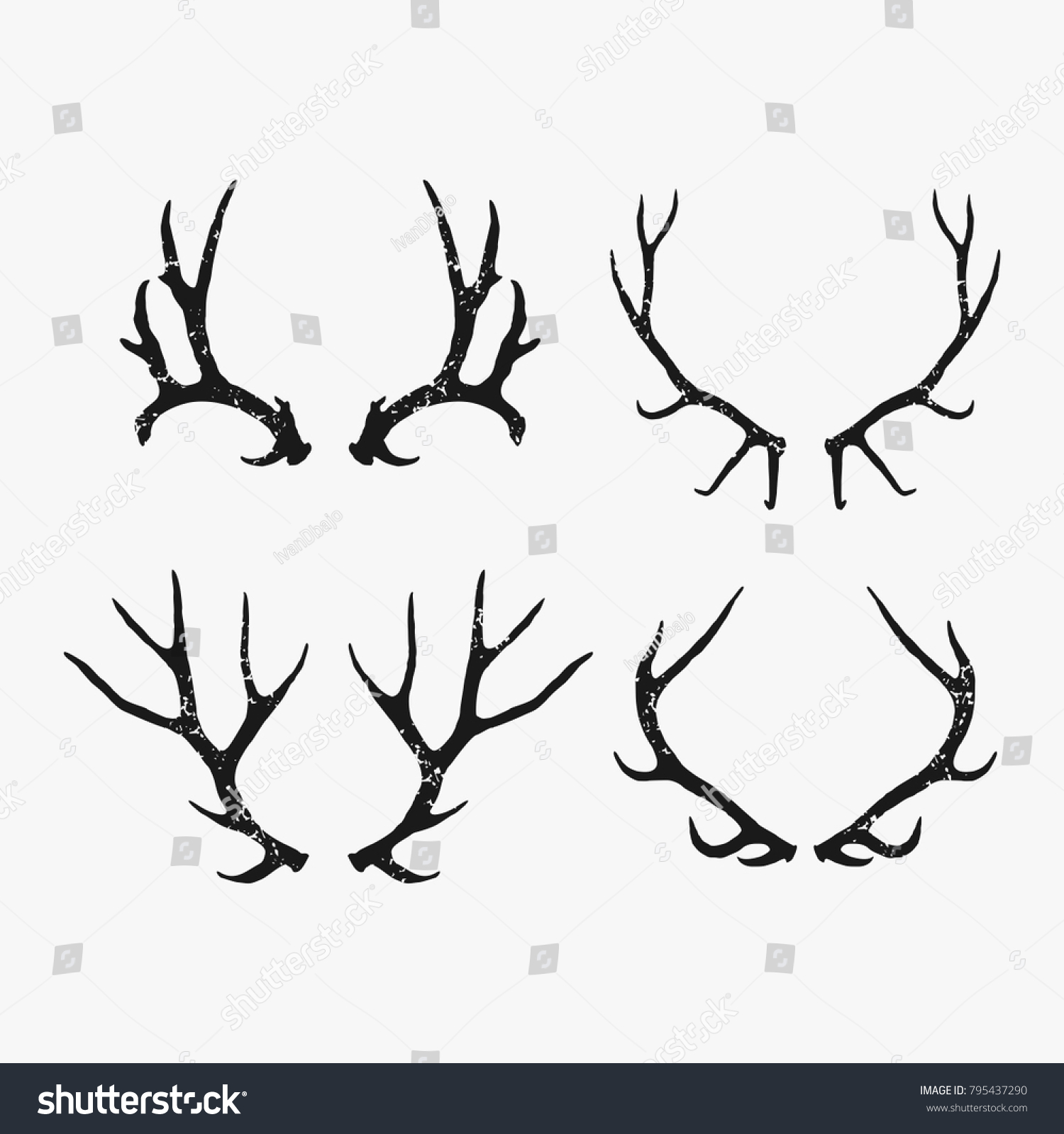 Rustic Antler Vector Bundle Isolated On Stock Vector (Royalty Free ...