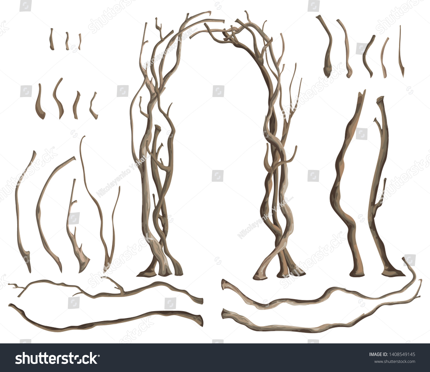 Rustic Arch Tree Branches Isolated Design Stock Vector (Royalty Free ...