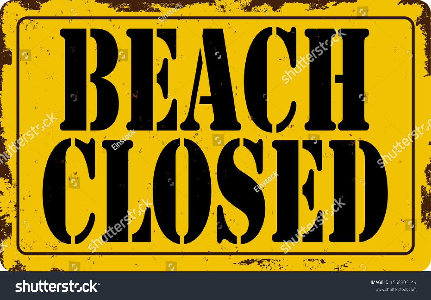 Rusty Warning Sign Beach Closed Vector: vector de stock (libre de ...