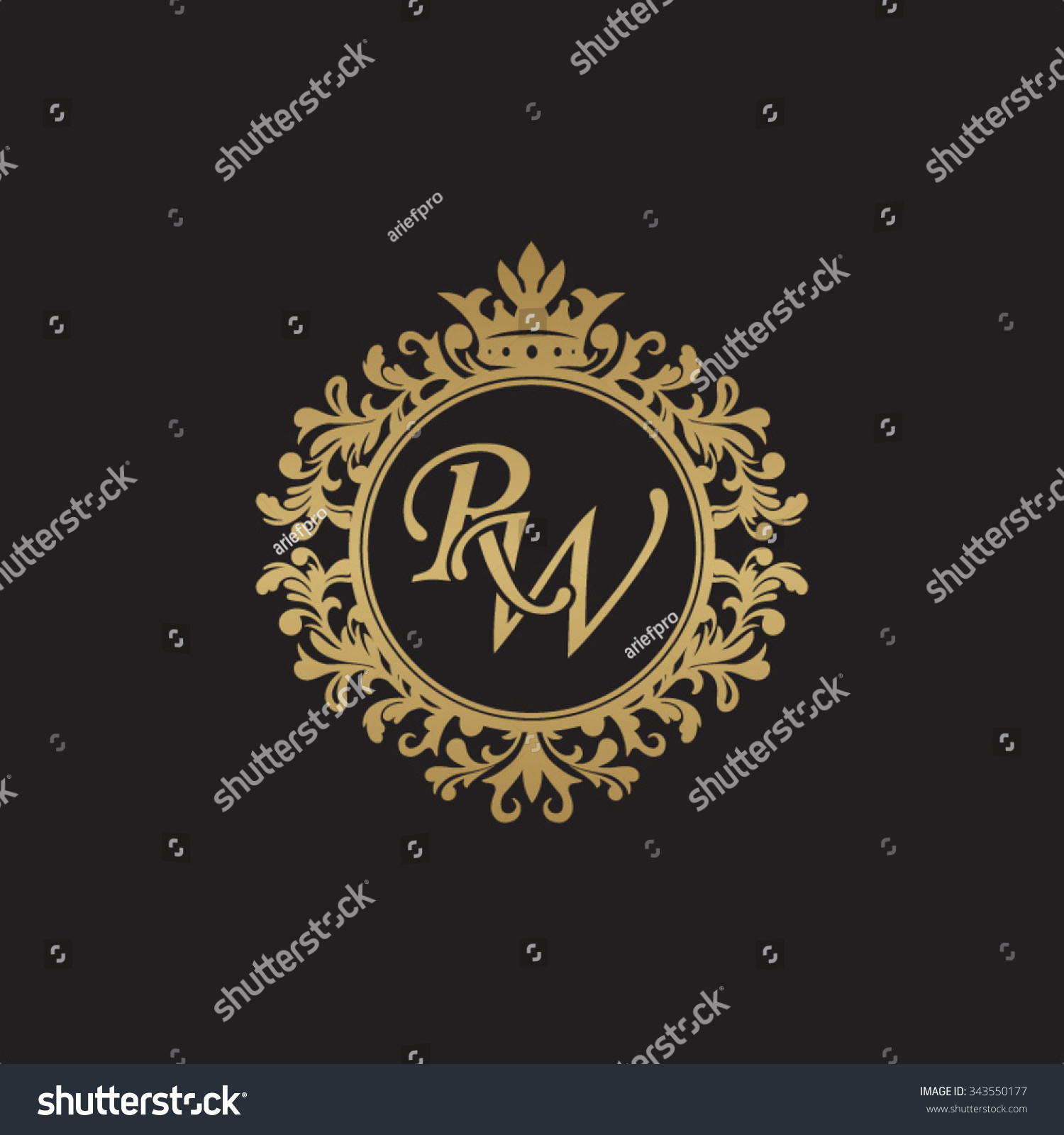 Rw Initial Luxury Ornament Monogram Logo: vector de stock (libre de ...