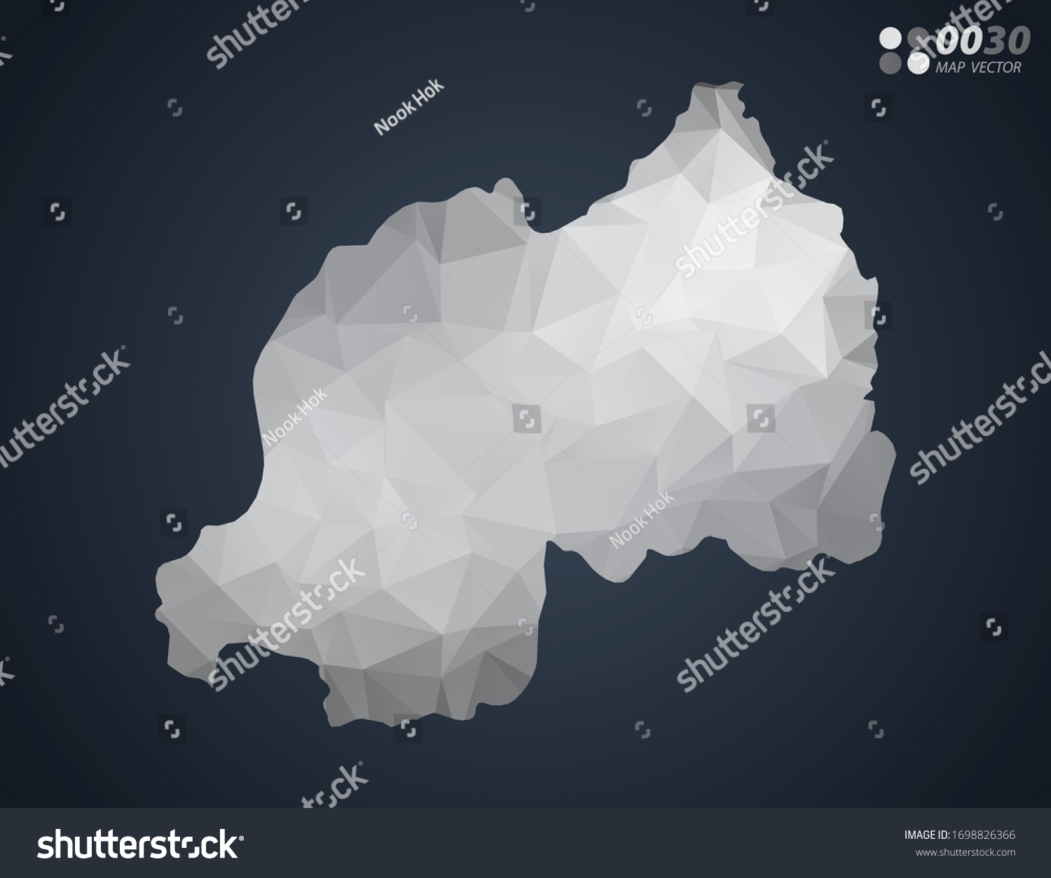 Rwanda Map Grey Polygon Red Triangle Stock Vector (Royalty Free ...