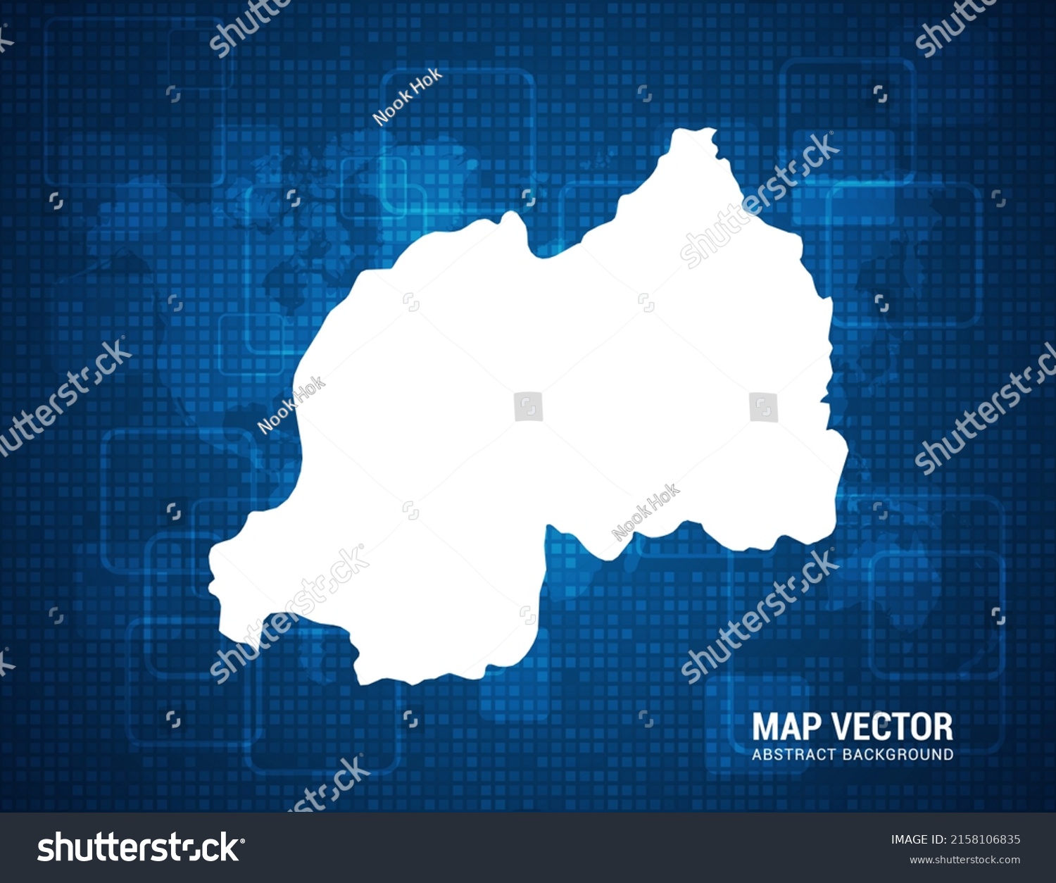 Rwanda Map Abstract Blue Background Technology Stock Vector (Royalty ...