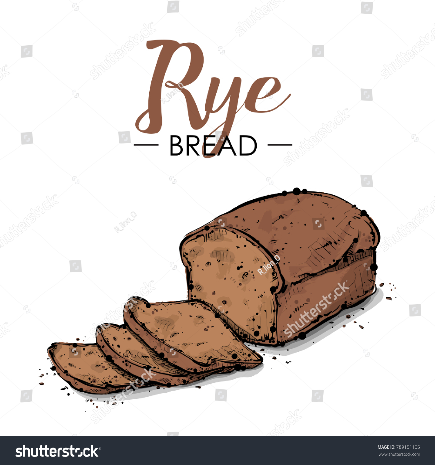 Rye Bread Drawing Sketch Style Vector: vetor stock (livre de direitos ...