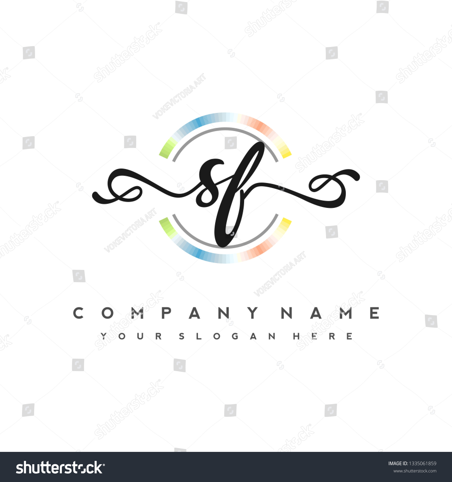 S F Initial Handwriting Logo Vector Stock Vector (Royalty Free) 1335061859