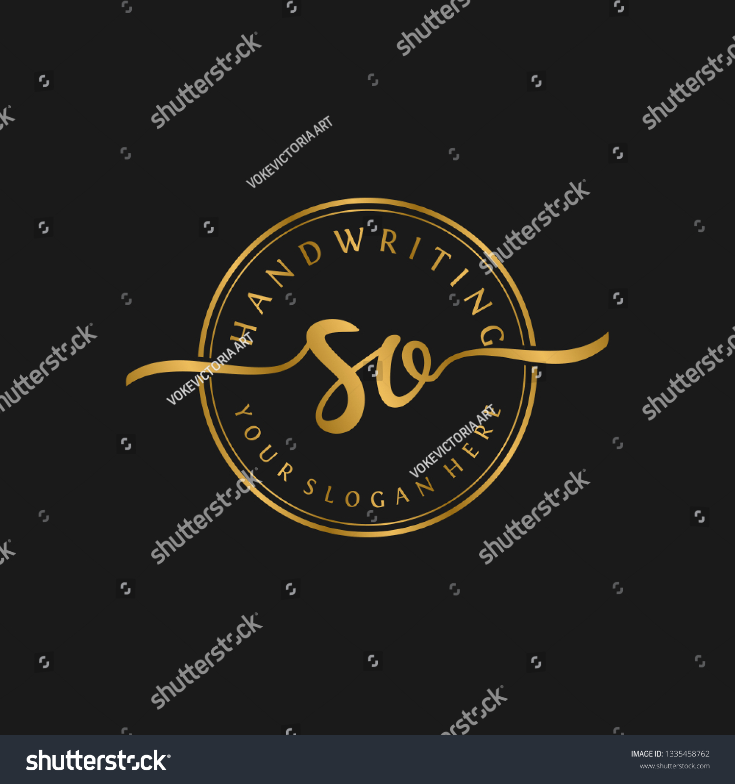 S O Initial Handwriting Logo Vector Stock Vector (Royalty Free) 1335458762