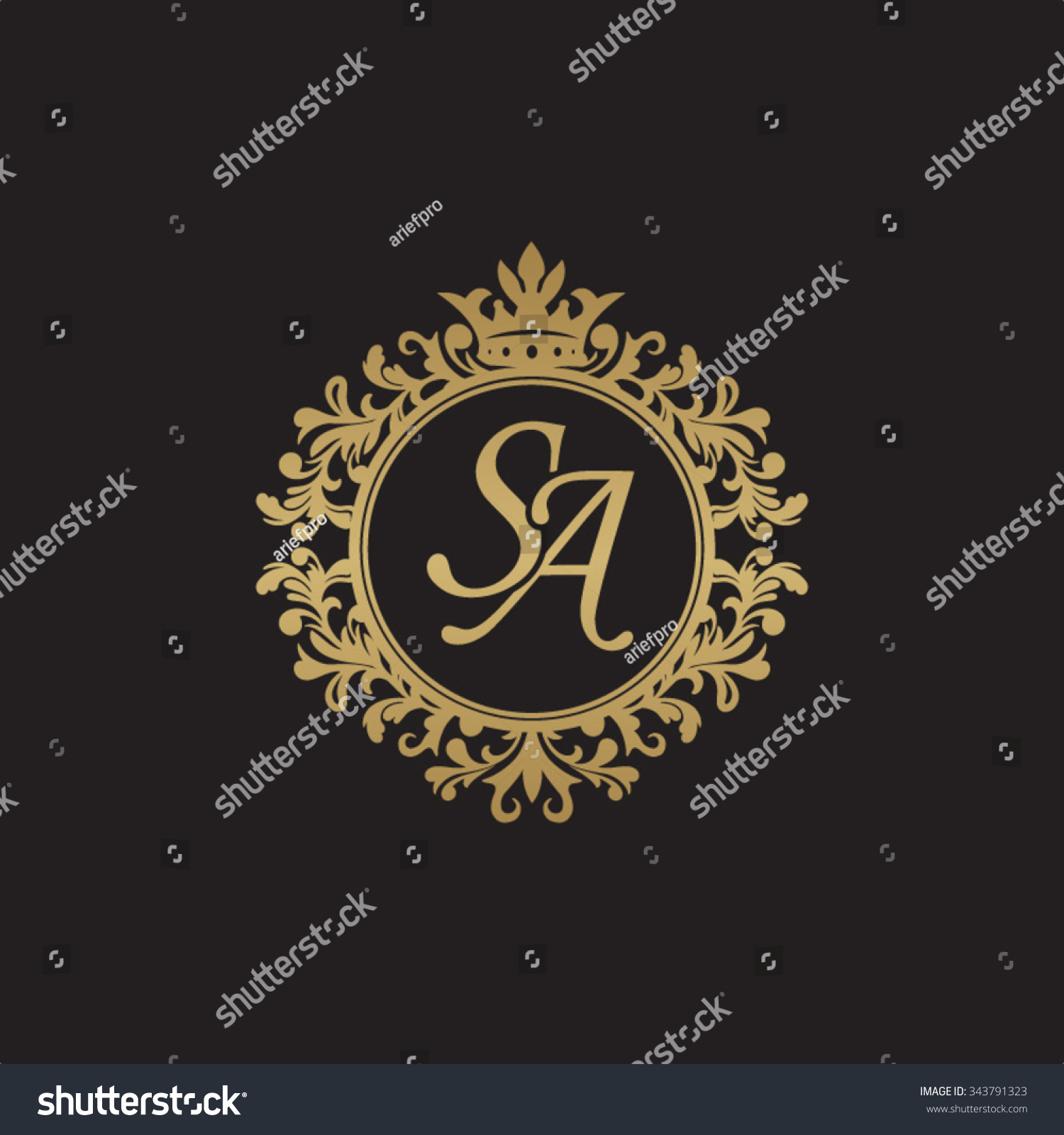 Sa Initial Luxury Ornament Monogram Logo Stock Vector (Royalty Free ...