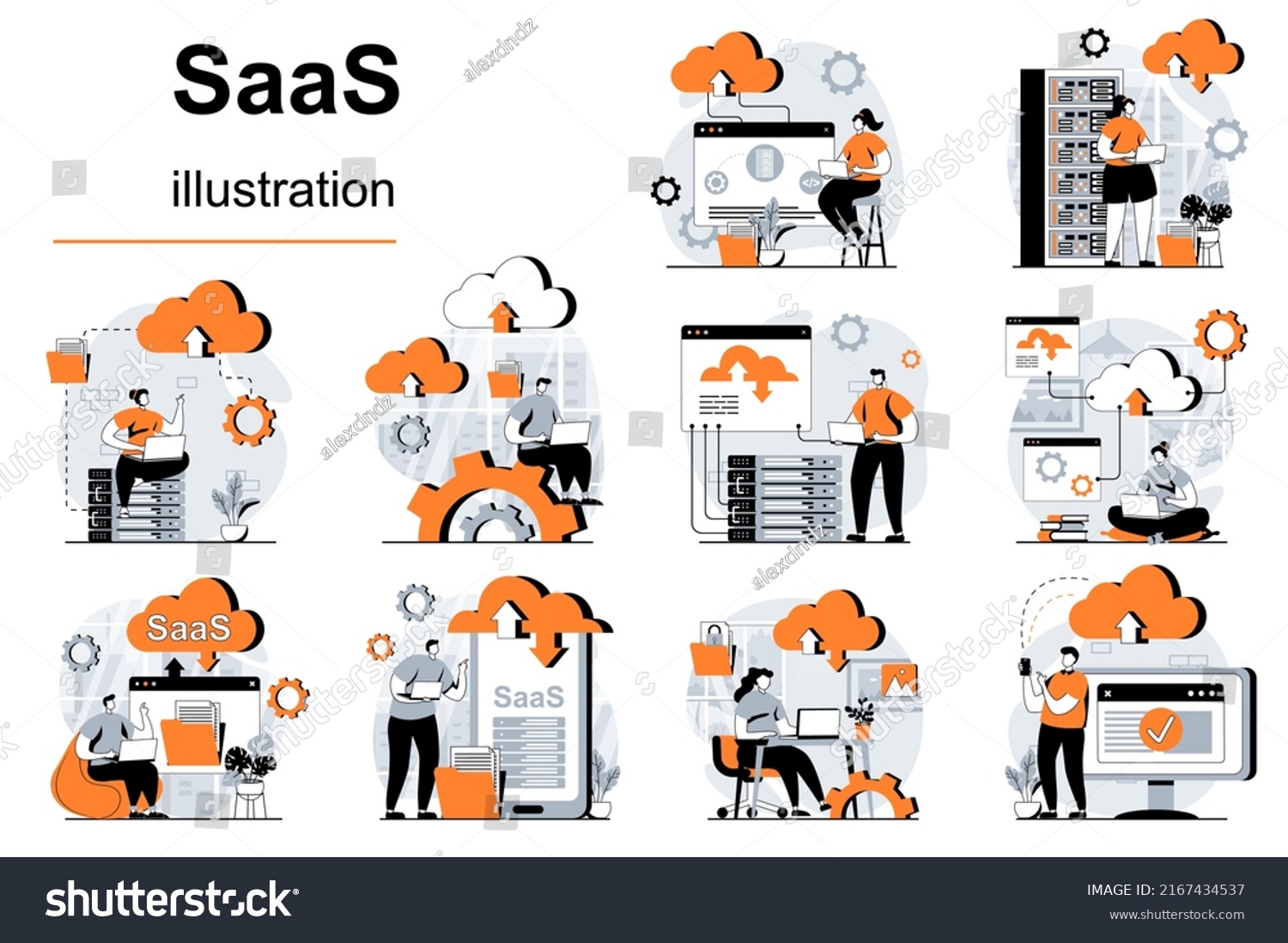 Saas Concept People Scenes Set Flat Stock Vector (Royalty Free ... Saas Concept People Scenes Set Flat Stock Vector (Royalty Free ...