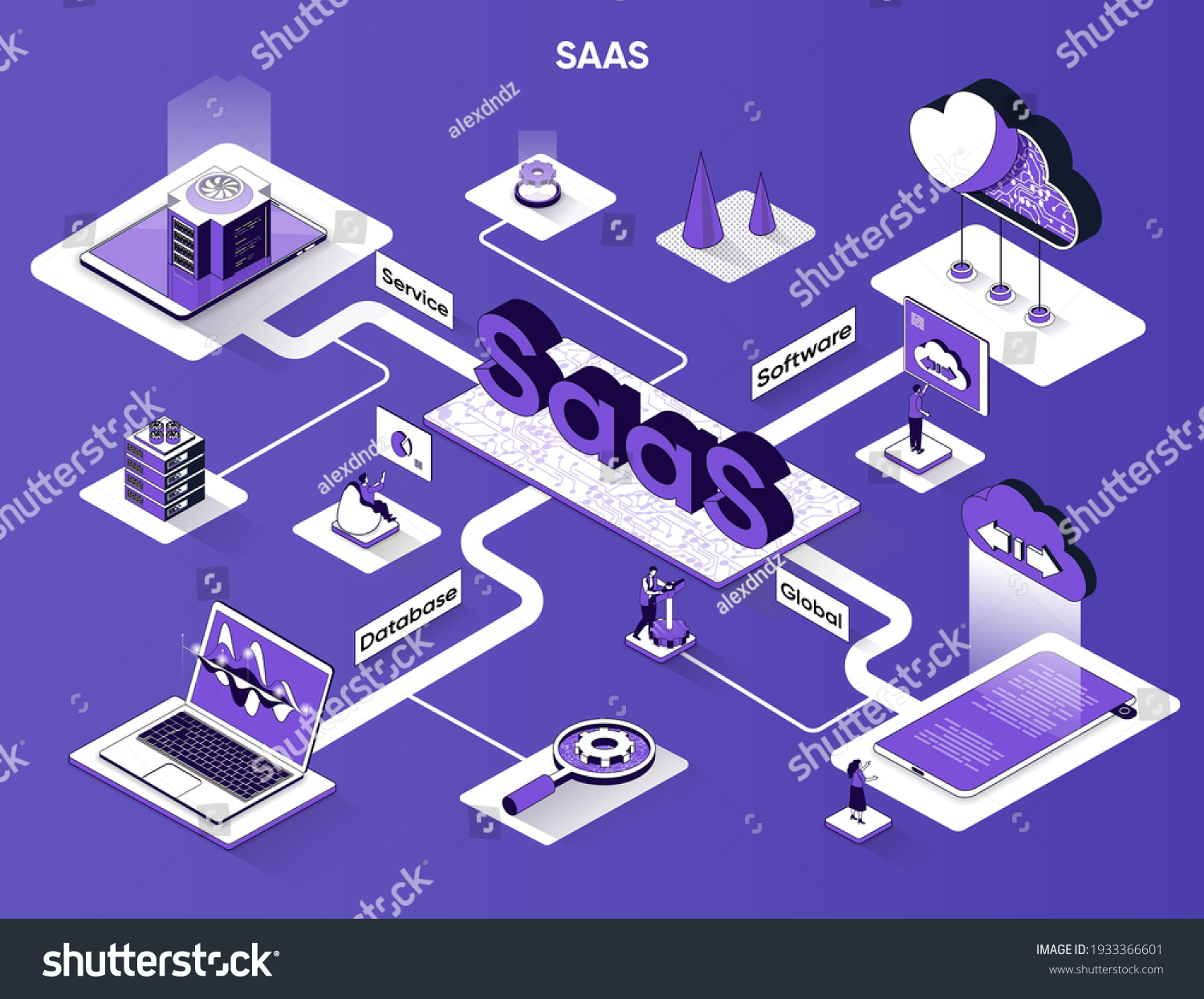 Saas Isometric Web Banner Software Service Stock Vector (Royalty Free ...