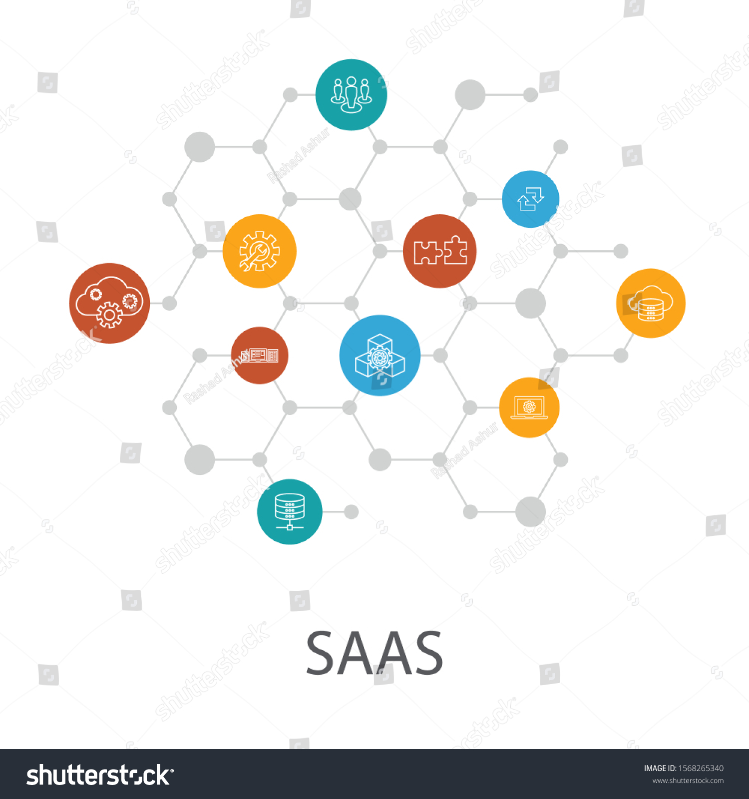 Saas Presentation Template Cover Layout Infographics Stock Vector ...
