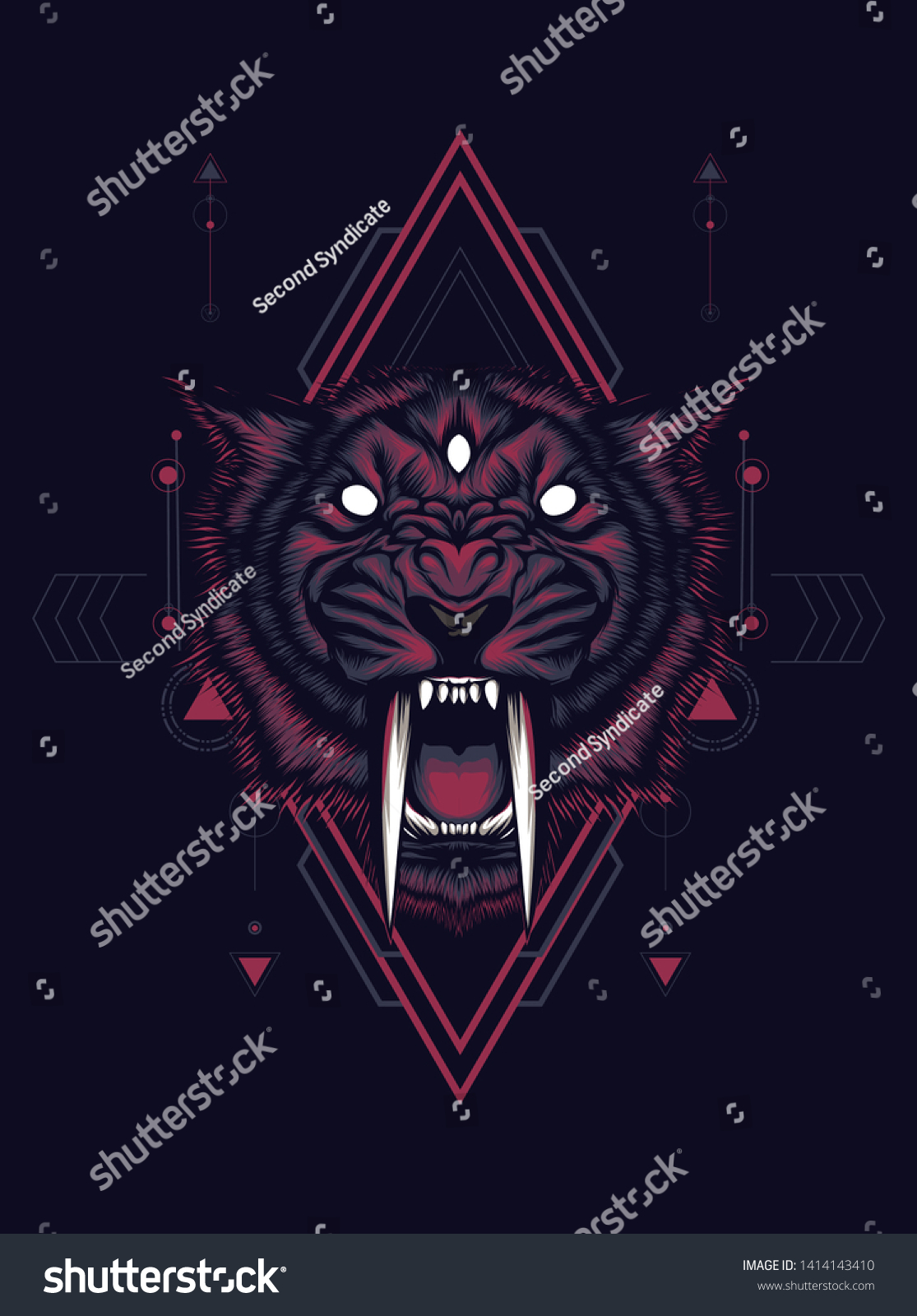 Saber Tooth Head Sacred Geometry Pattern Stock Vector (Royalty Free ...