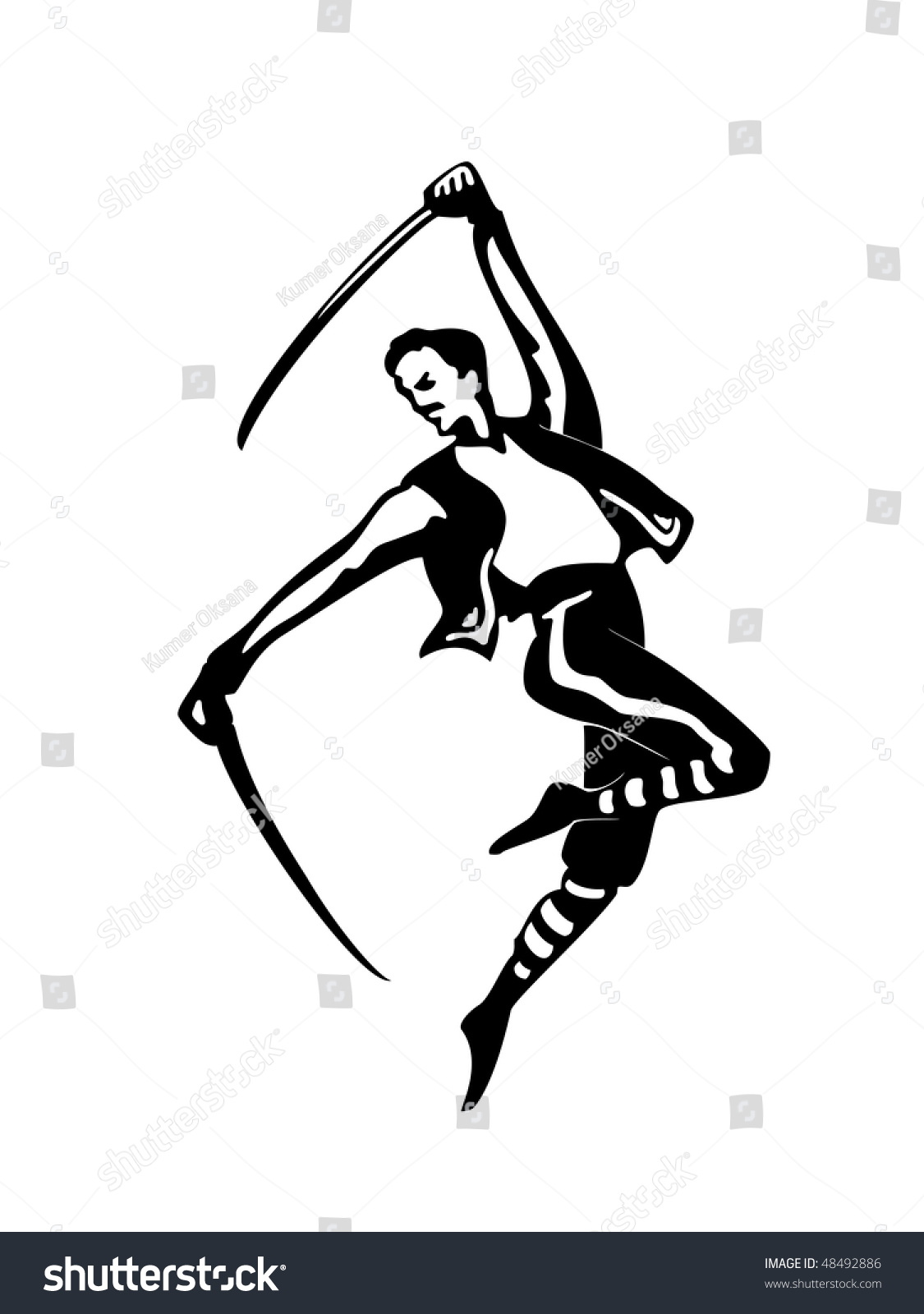 Sabre Dancer Isolated On White Background Stock Vector (Royalty Free ...