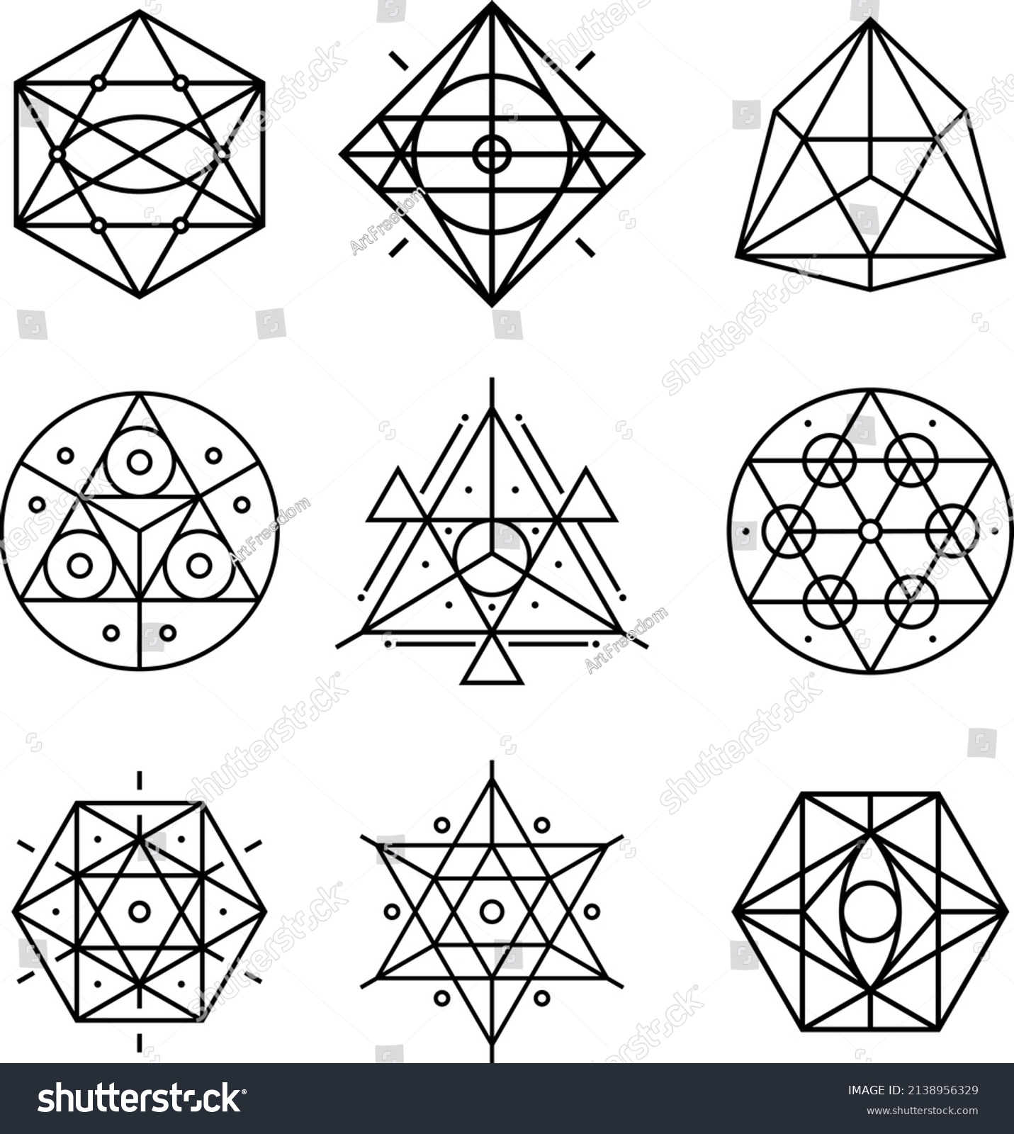 Sacred Geometry Logo Set Simple Stock Vector (Royalty Free) 2138956329 ...