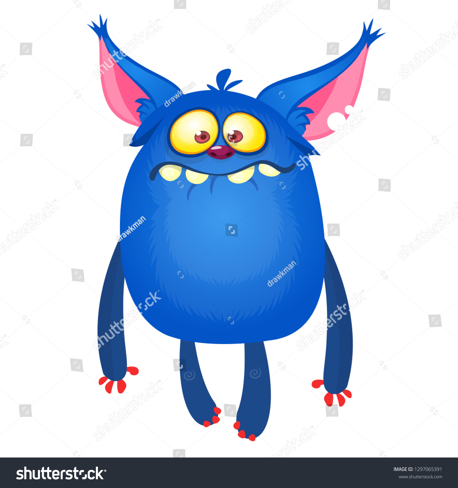 Sad Cute Cartoon Sad Monster Grumpy Stock Vector (Royalty Free ...
