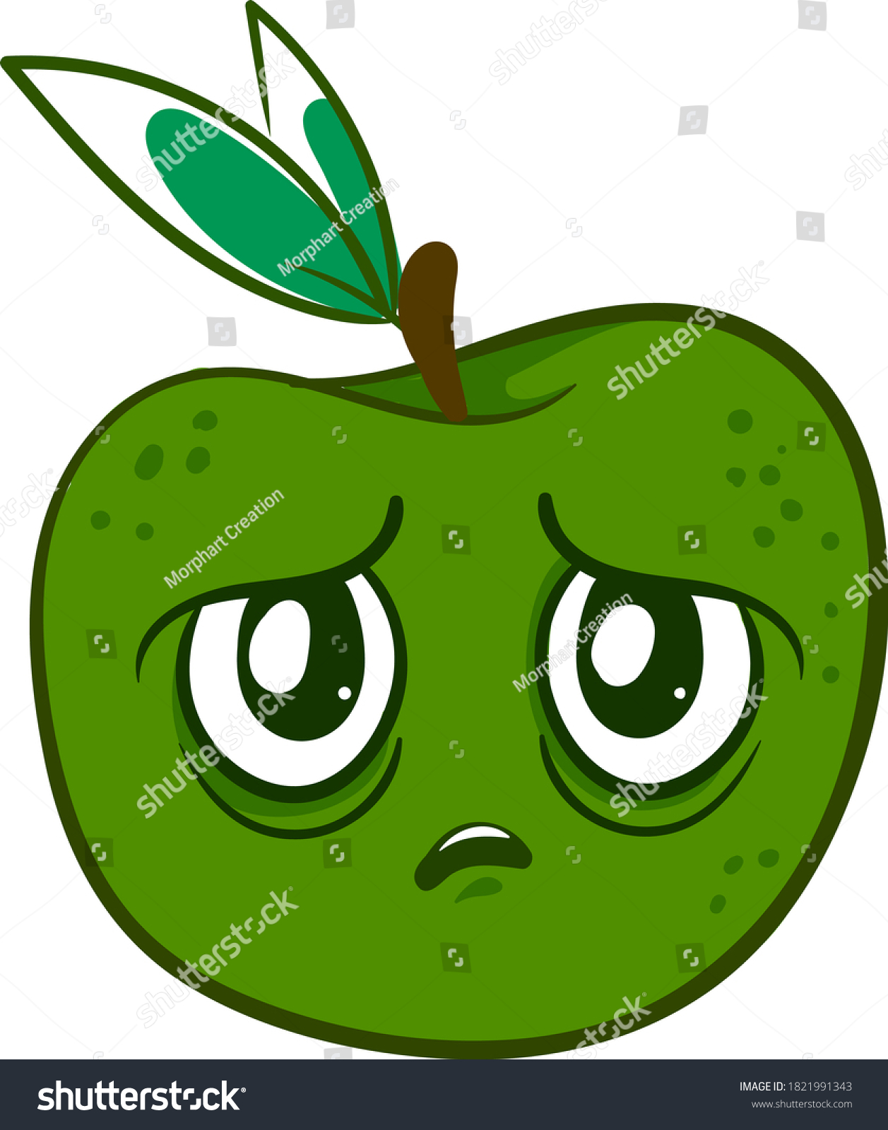 Sad Apple Illustration Vector On White Stock Vector (Royalty Free ...
