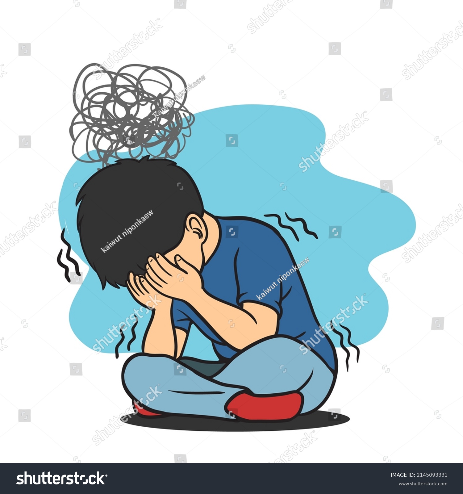 Sad Boy Vector Illustration Isolated White Stock Vector (Royalty Free ...