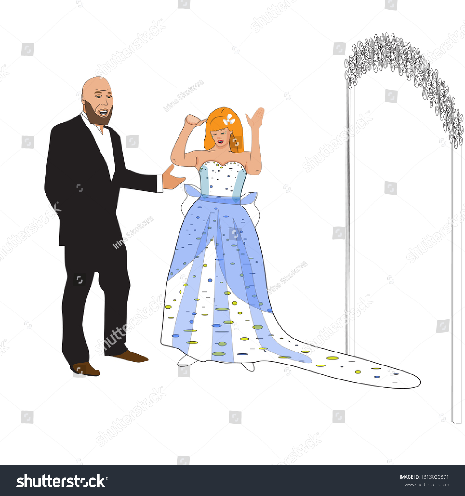 Sad Bride Gesturing Crying Vector Illustration Stock Vector (Royalty ...