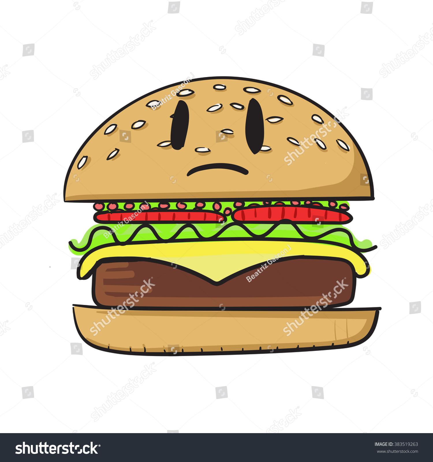 Sad Burger Vector Illustration: เวกเตอร์สต็อก (ปลอดค่าลิขสิทธิ์ ...