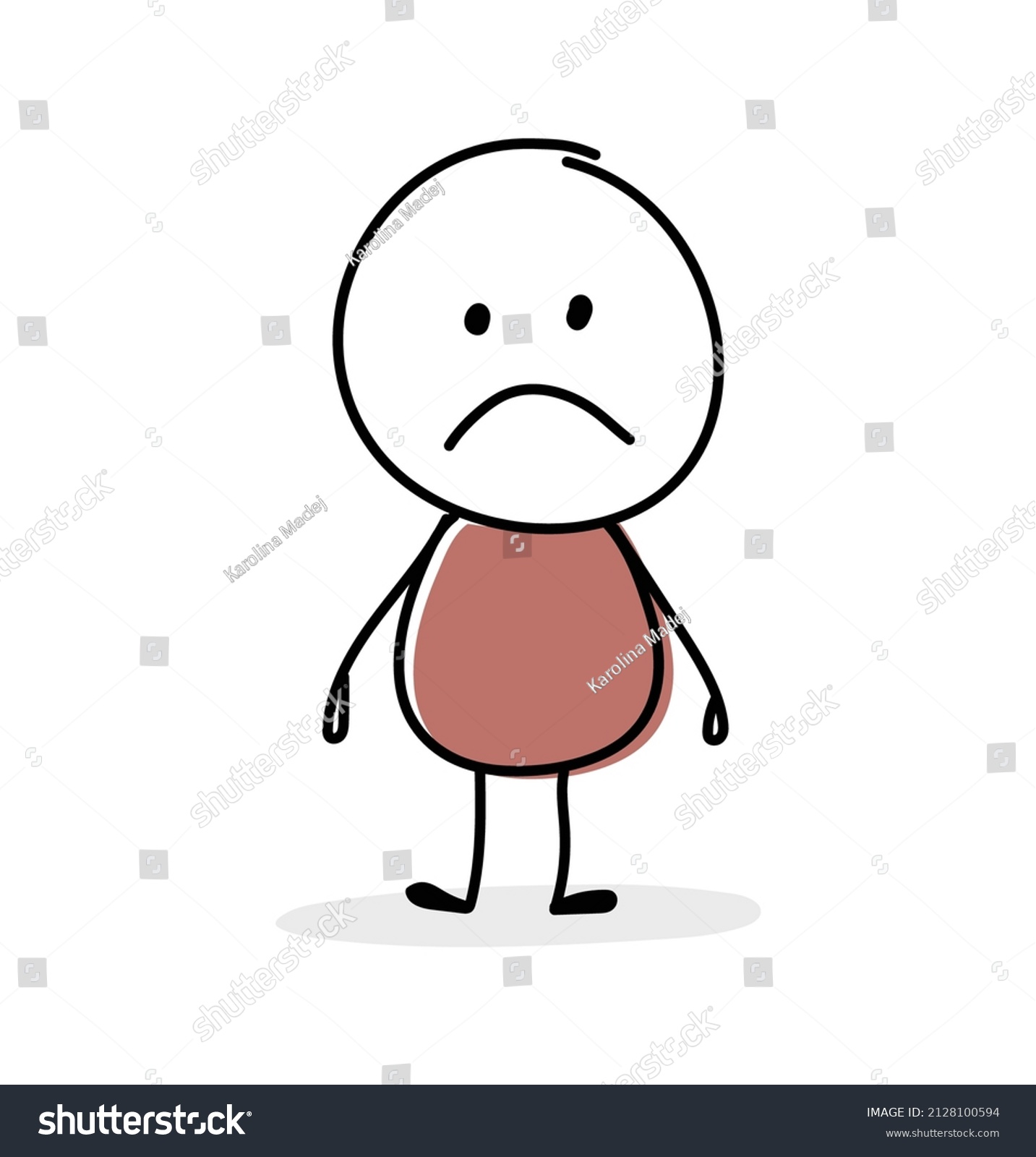 Sad Cartoon Character Gestures Concept Vector Stock Vector (Royalty ...