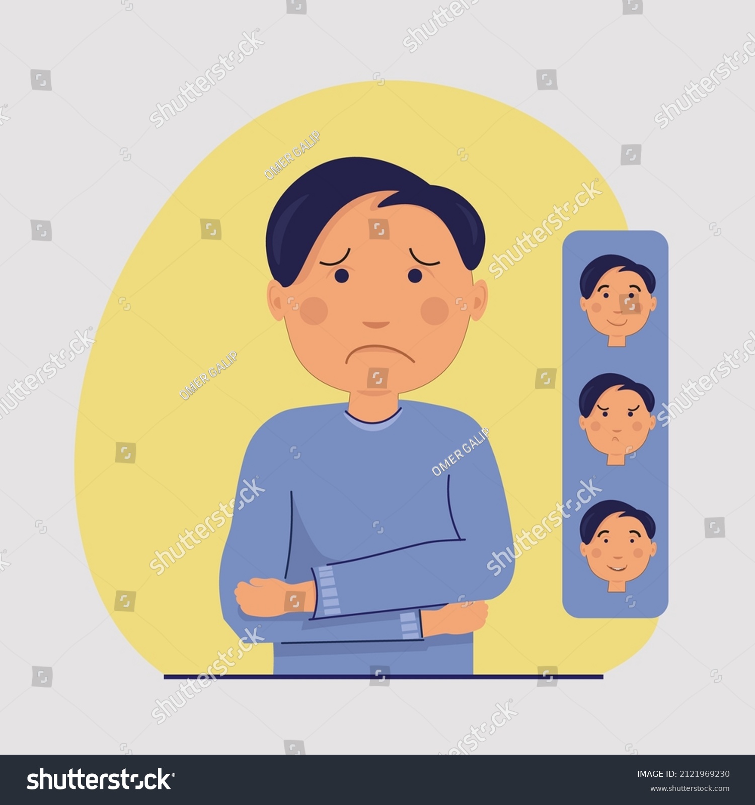 Sad Cartoon Multiple Faces Stock Vector (Royalty Free) 2121969230 ...