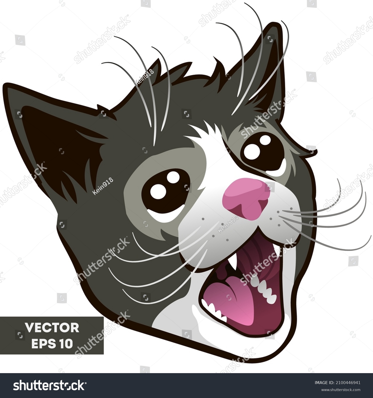 Sad Cat Crying Cat Cat Tears Stock Vector (Royalty Free) 2100446941