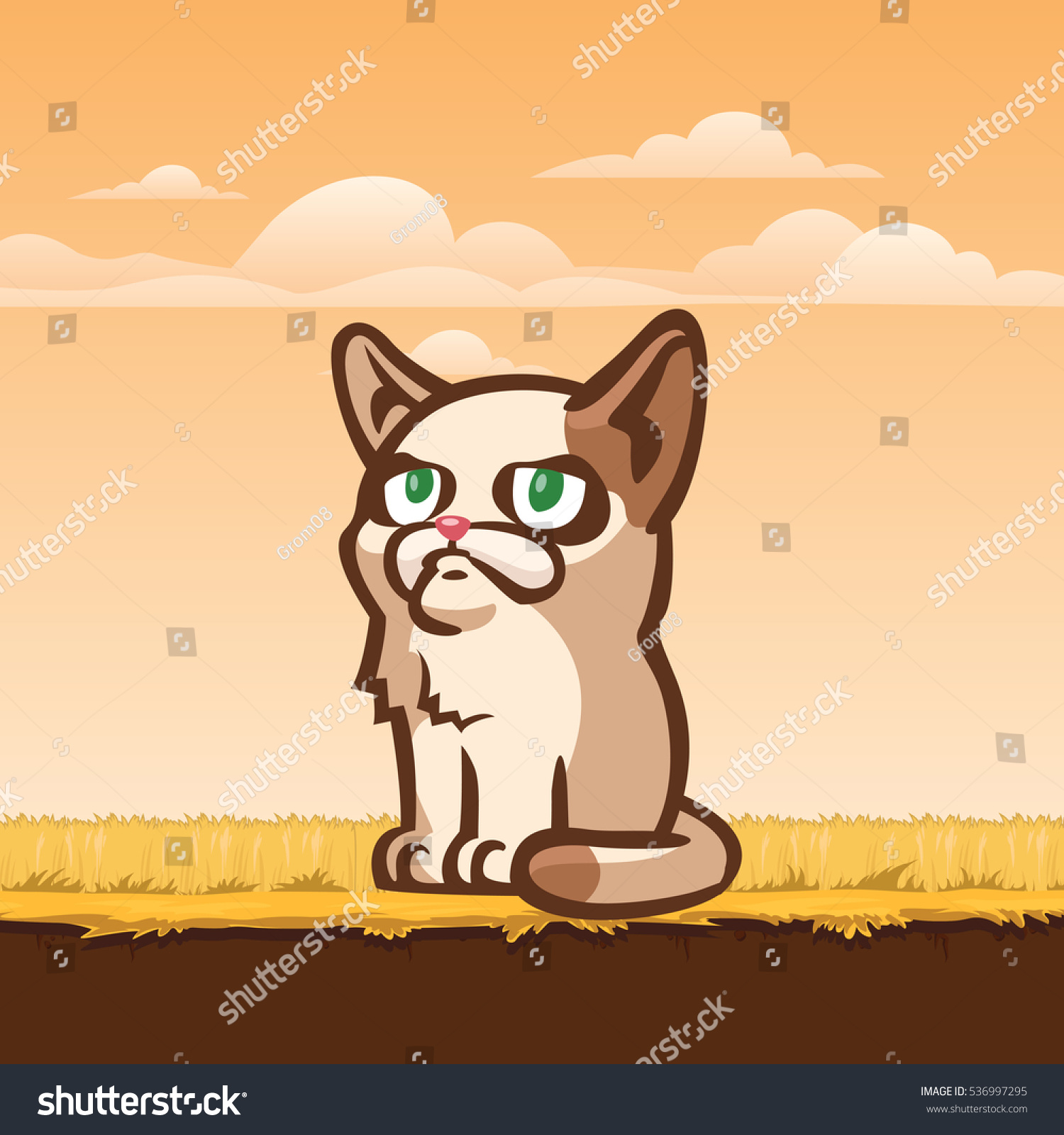 Sad Cat Vector Illustration Stock Vector (Royalty Free) 536997295 ...