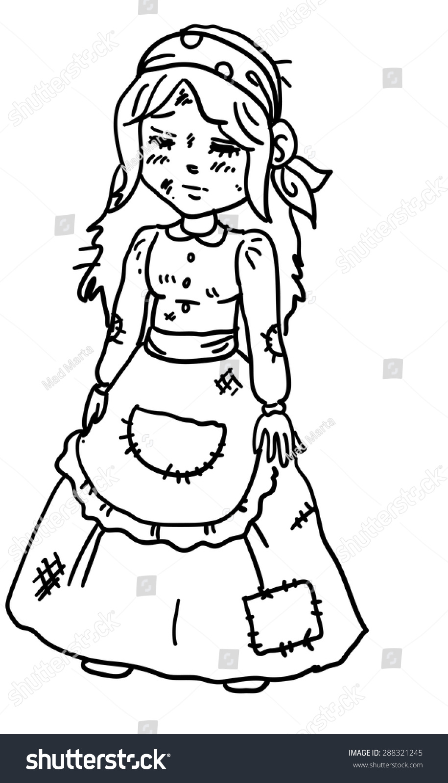 Sad Cinderella Vector Stock Vector (Royalty Free) 288321245