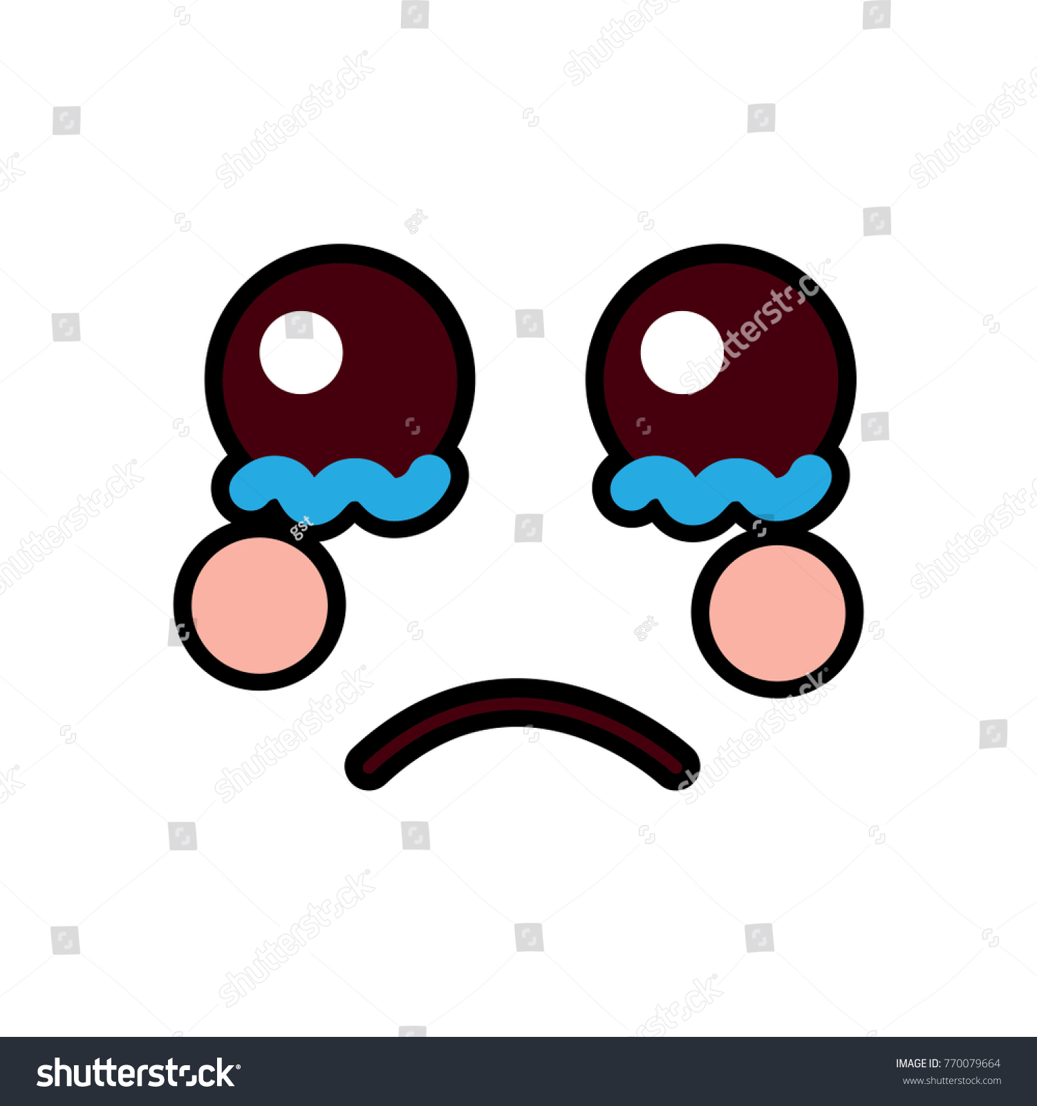 Vektor Stok Sad Crying Face Emoji Icon Image (Tanpa Royalti) 770079664 ...