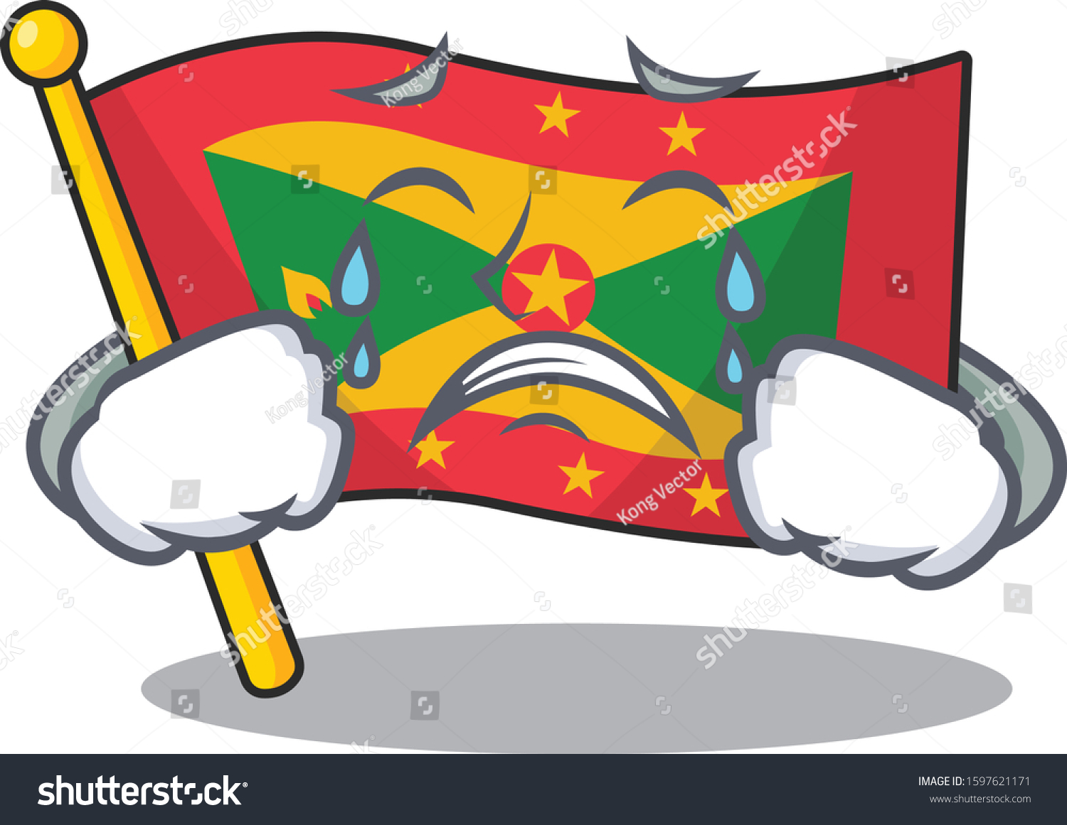 Sad Crying Flag Grenada Scroll Cartoon: vector de stock (libre de ...