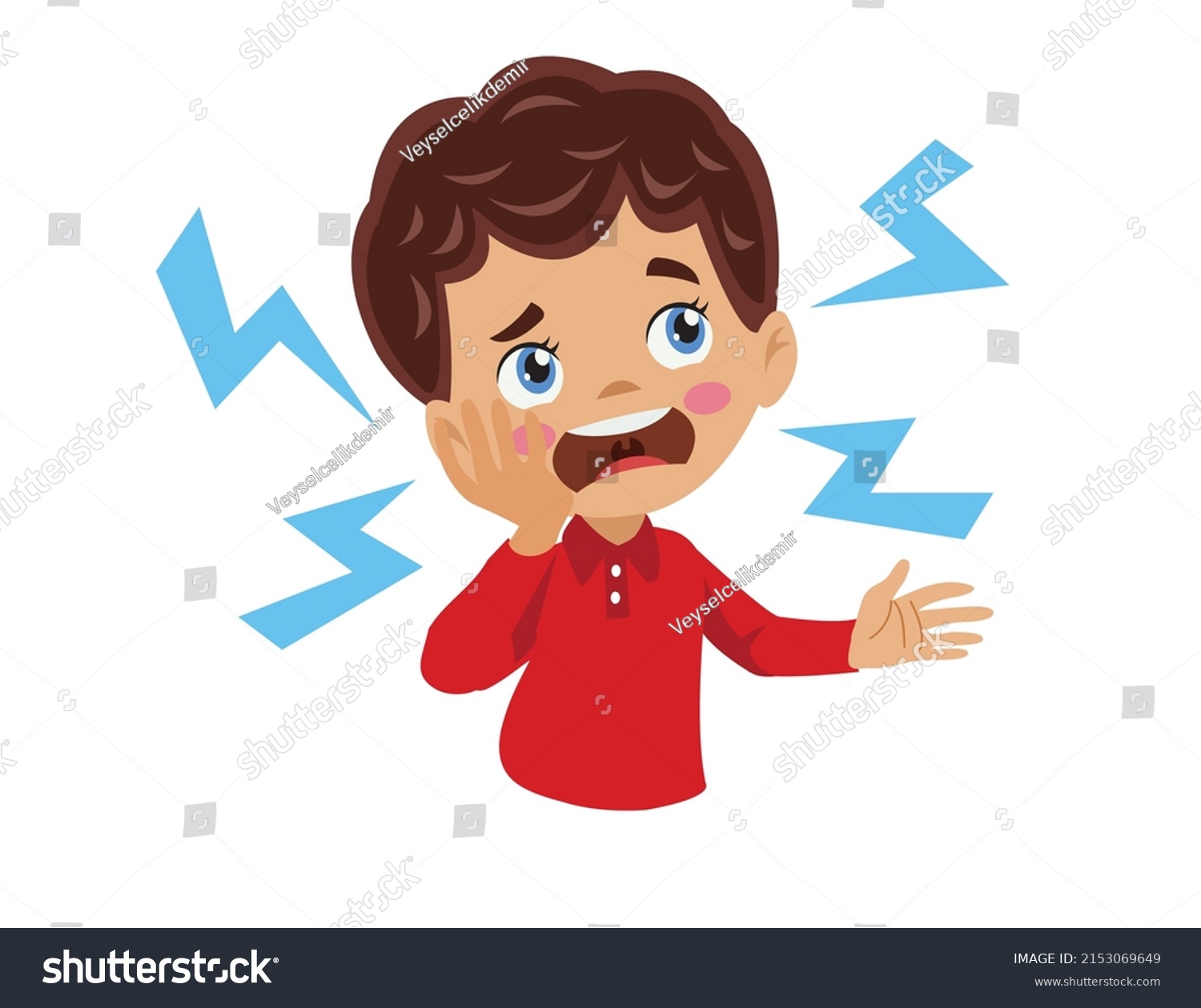 Sad Cute Boy Toothache Stock Vector (Royalty Free) 2153069649 ...