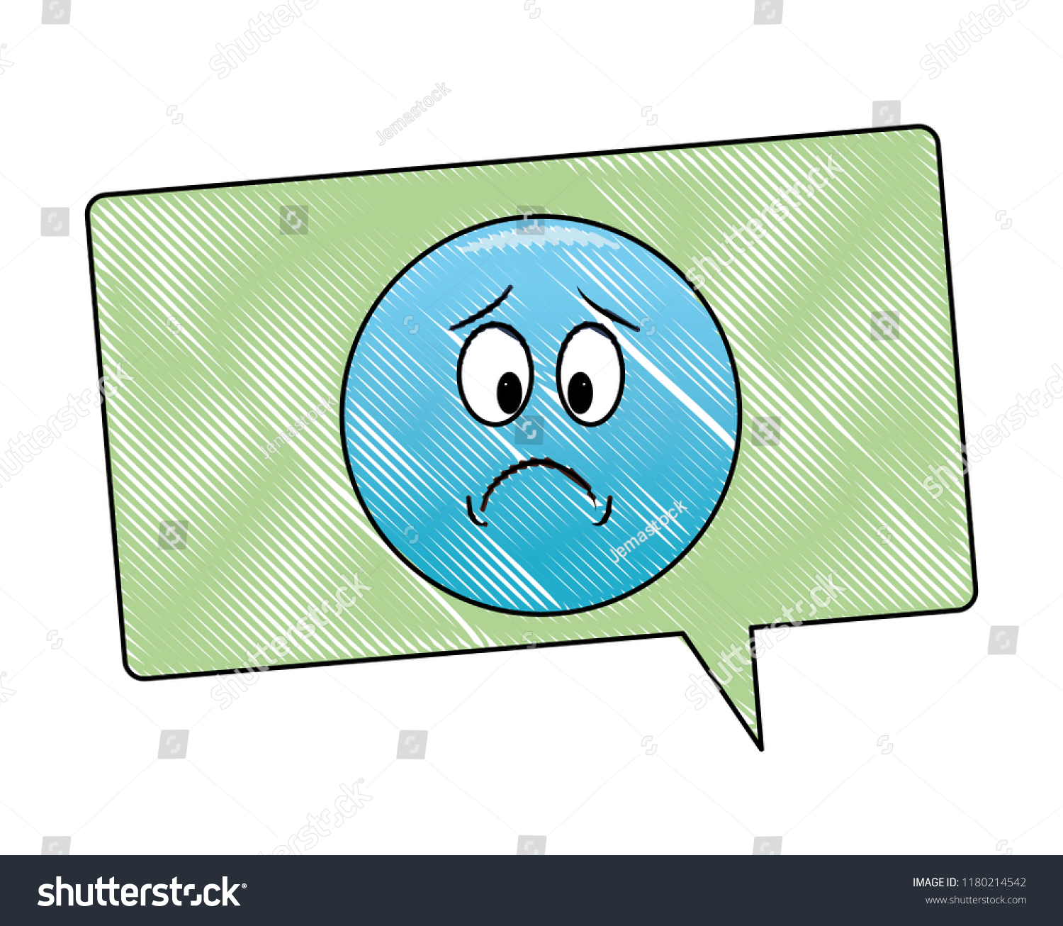 Sad Emoticon Bubble Scribble: vector de stock (libre de regalías ...
