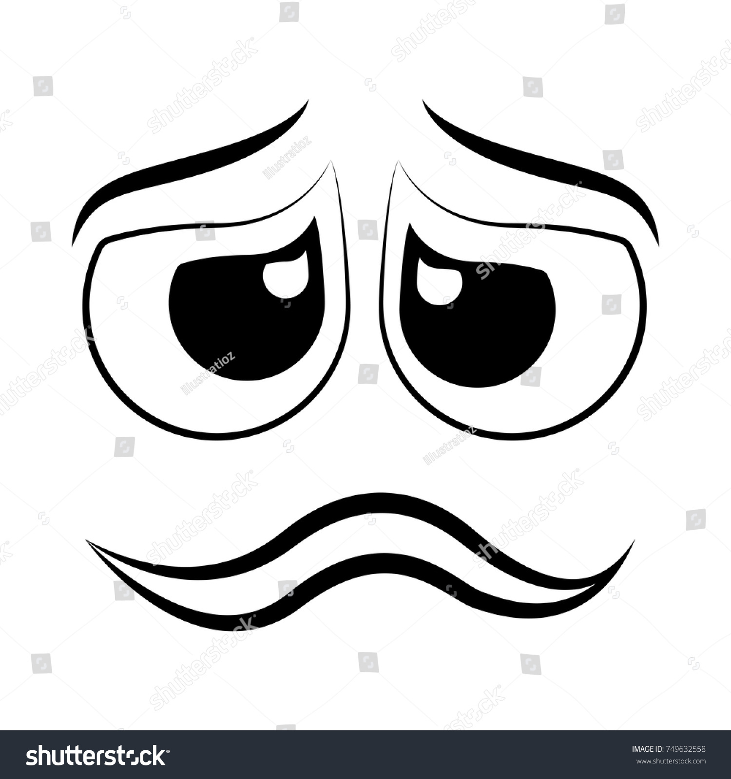 Sad Expression Isolated On White Background Stock Vector (Royalty Free ...