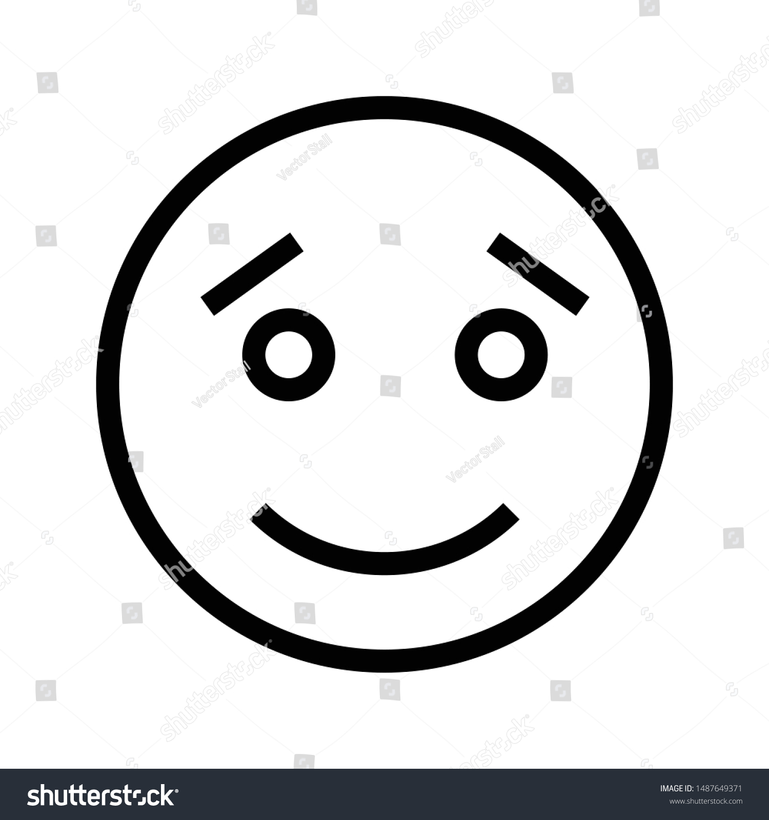 Sad Face Colour Line Vector Icon: vector de stock (libre de regalías ...